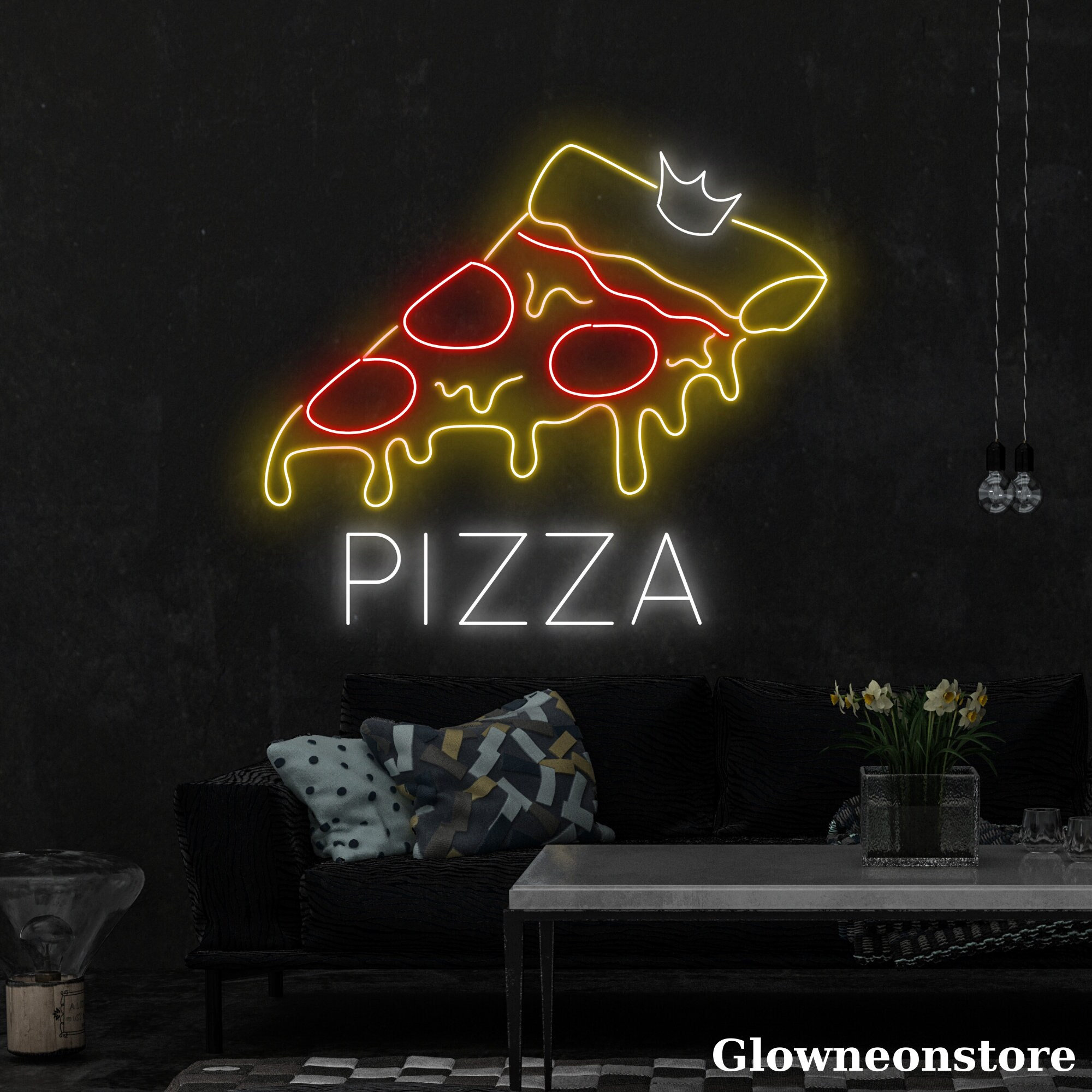 Glowneon King Pizza Neon Sign, Pizza Led Sign, Pizza Decor Store ...