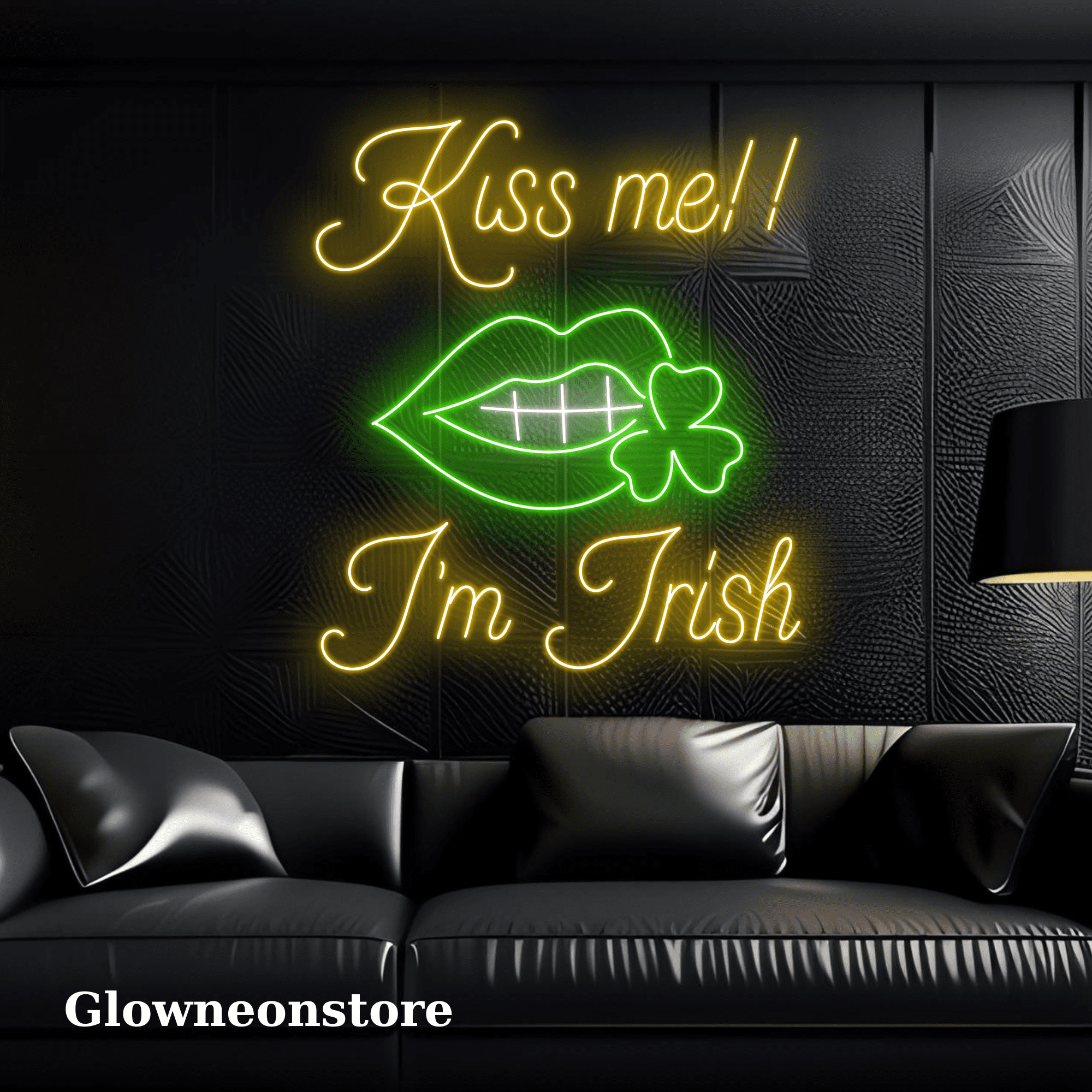 Glowneon Kiss Me I'm Irish Neon Sign, St Patrick's Day Lips Led Light ...