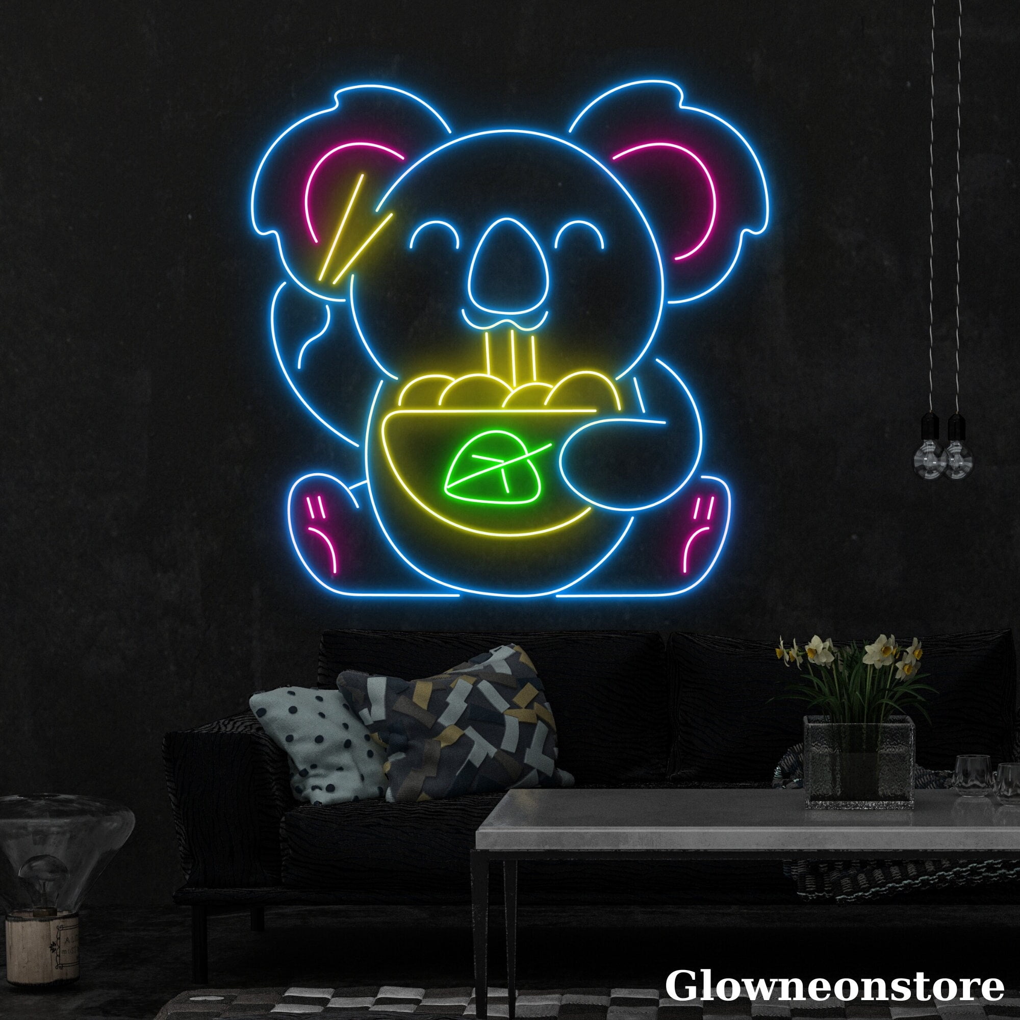 Glowneon Koala Eating Noodles Neon Sign, Koala Lover Gifts, Noodles ...