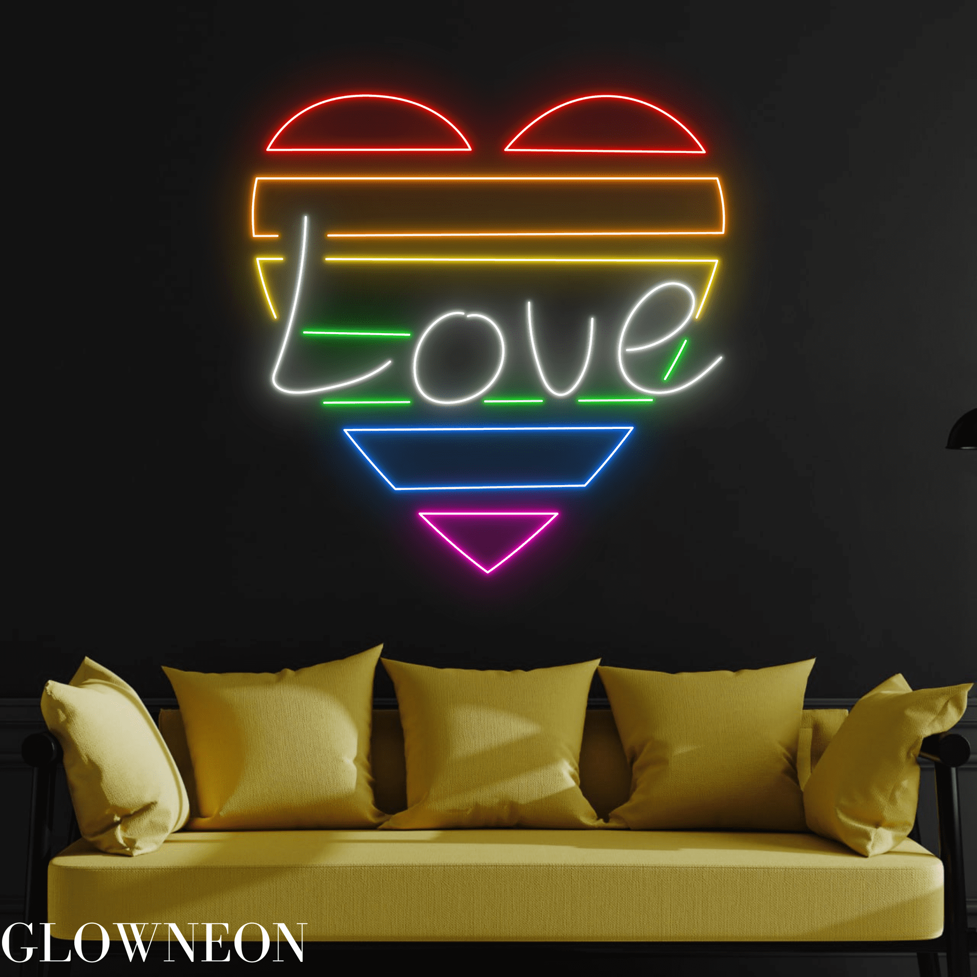 Glowneon LGBT Love Flag Neon Sign, Happy Pride Day Heart Led Sign ...