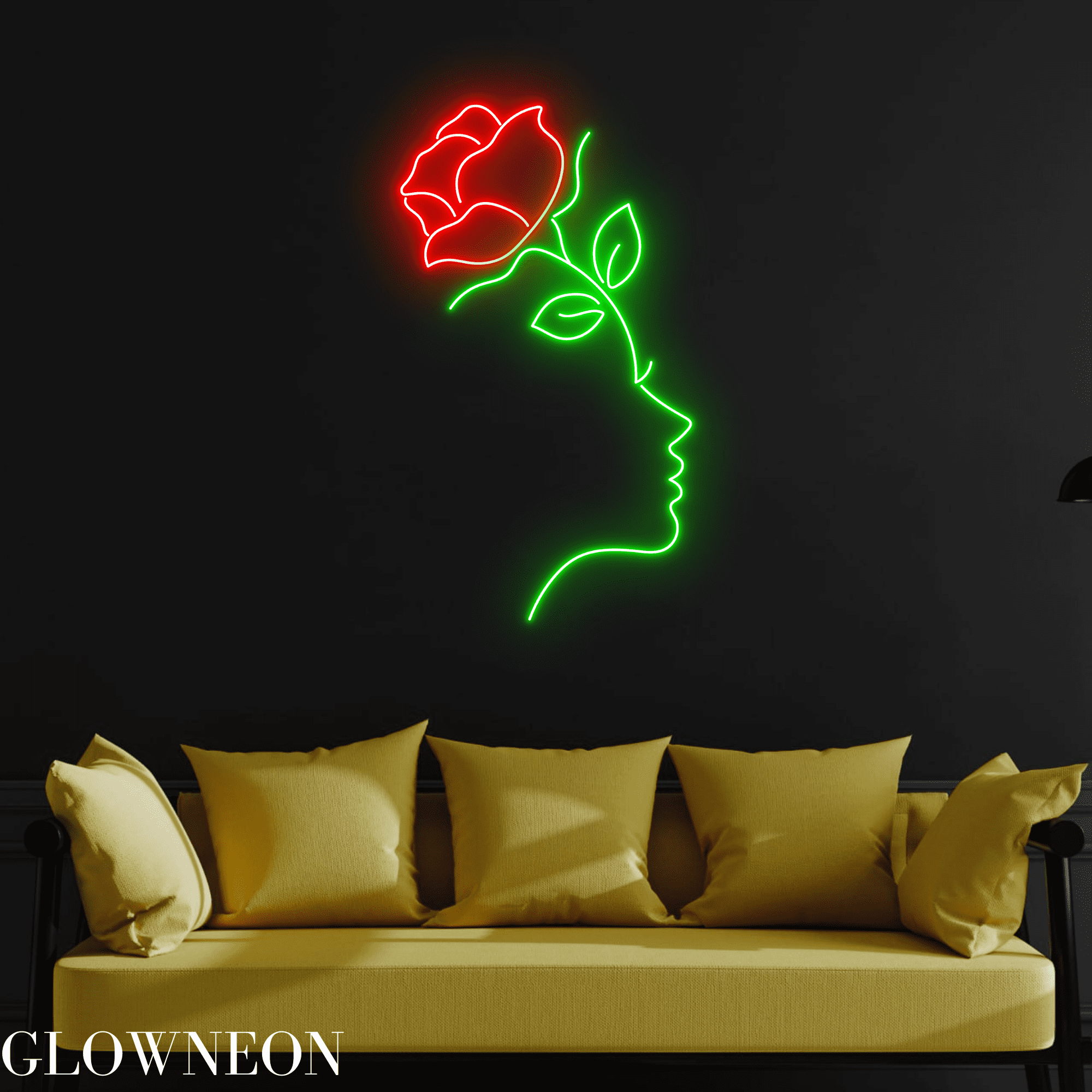 Glowneon Lady Rose Neon Sign, Woman Face Led Sign, Girl Room Decor ...
