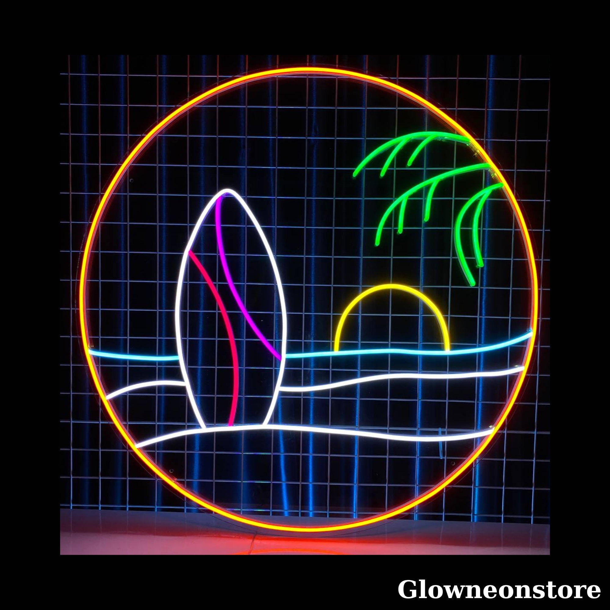 Glowneon Landscape Beach Neon Sign, Custom Tropical Led Sign, Beach Bar ...