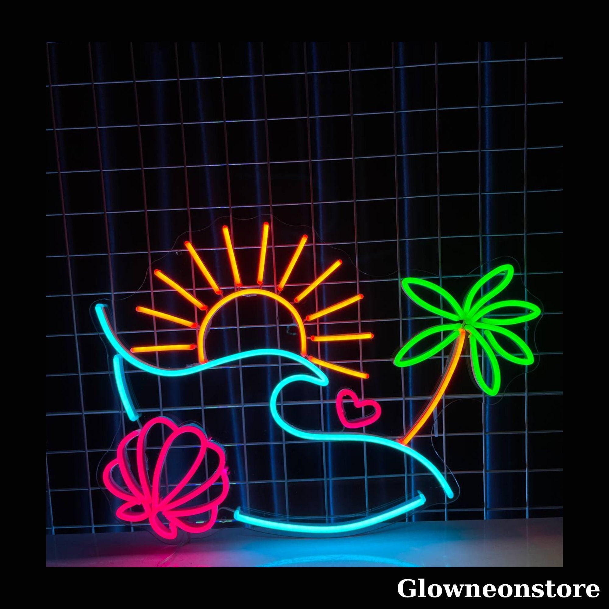 Glowneon Landscape Beach Neon Sign, Tropical Led Sign, Sun Decor ...