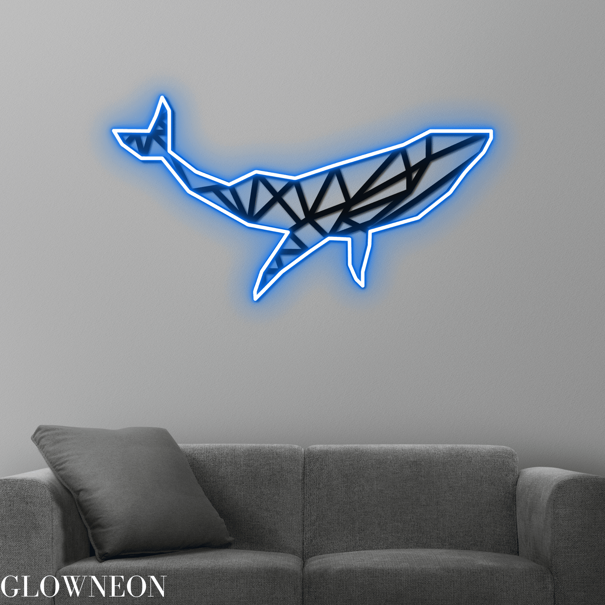 Glowneon Large Whale Led Neon Light, Whale Acrylic Print Wall Decor ...