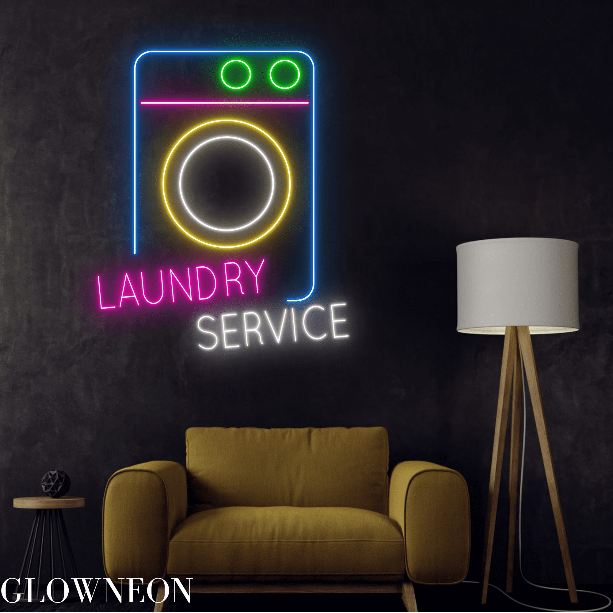 Glowneon Laundry Service Neon Sign, Laundry Wash House Wall Led Light ...