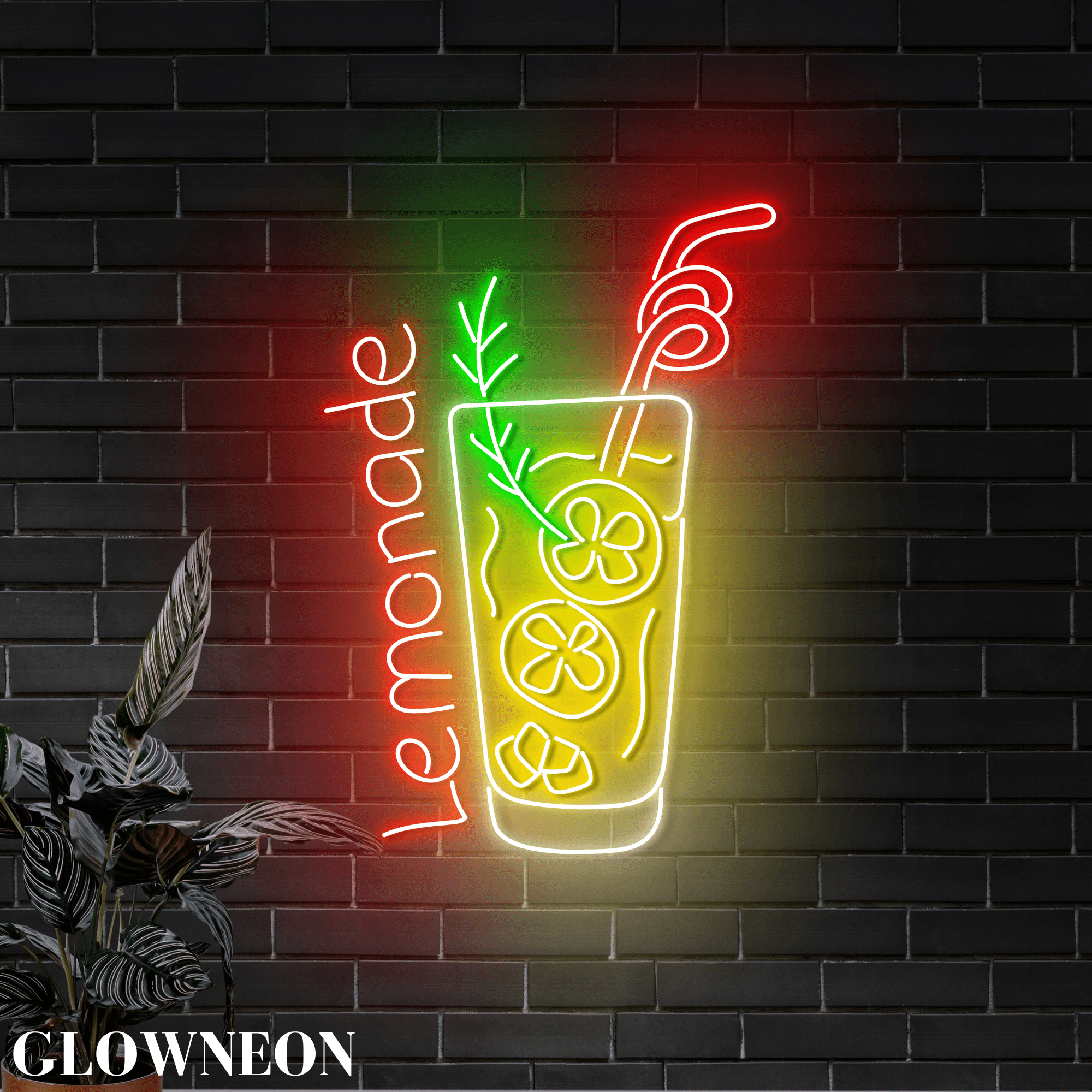 Glowneon Lemonade Neon Sign, Lemon Juice Shop Home Bar Led Wall Decor ...
