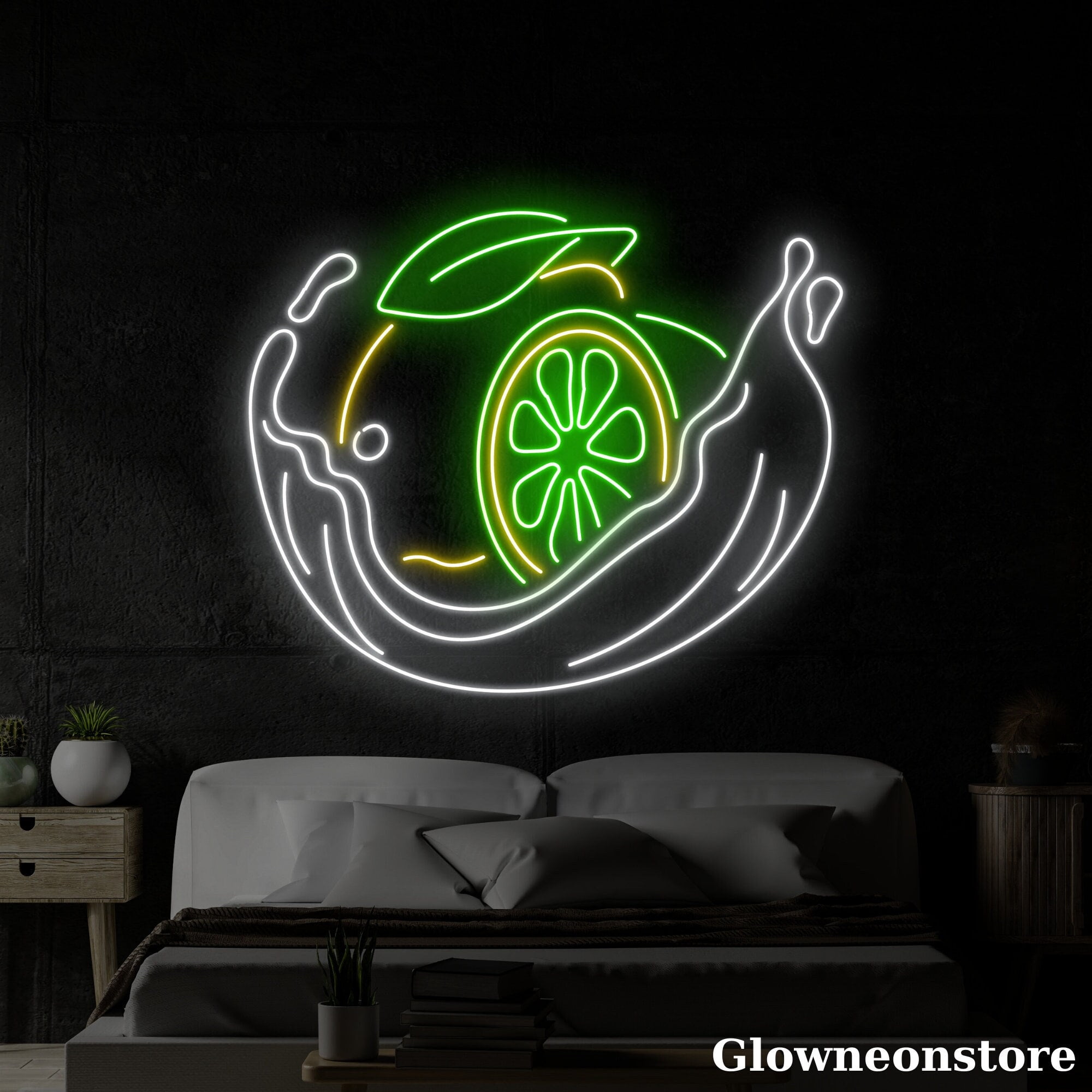 Glowneon Lemony Neon Sign, Lemonade LED Sign, Lemon LED Neon Light ...