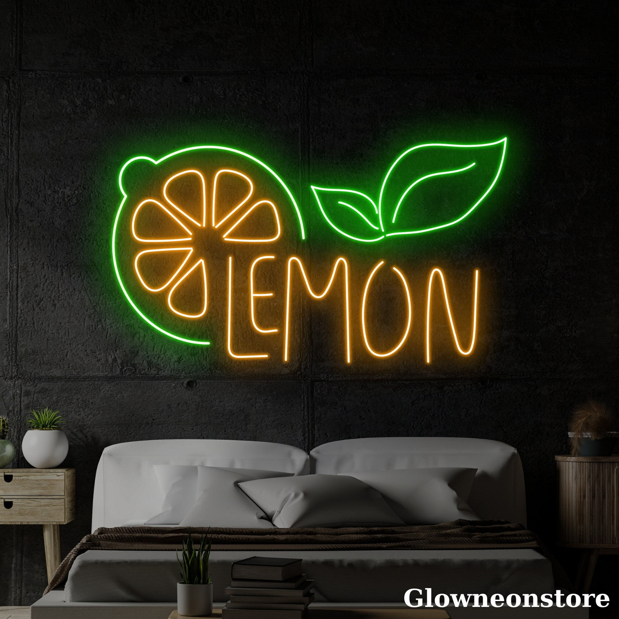 Glowneon Lemony Neon Sign, Lemonade Led Light Sign, Lemon Neon Light ...