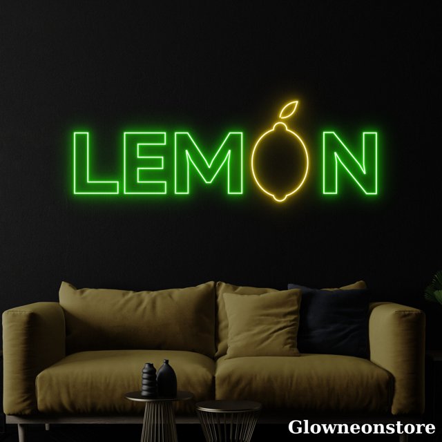 Glowneon Lemony Neon Sign, Lemonade Led Sign, Lemon Neon Sign, Juice ...