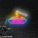 Glowneon Less Upsetti More Spaghetti Wall Led Light, Pasta Shop Decor ...