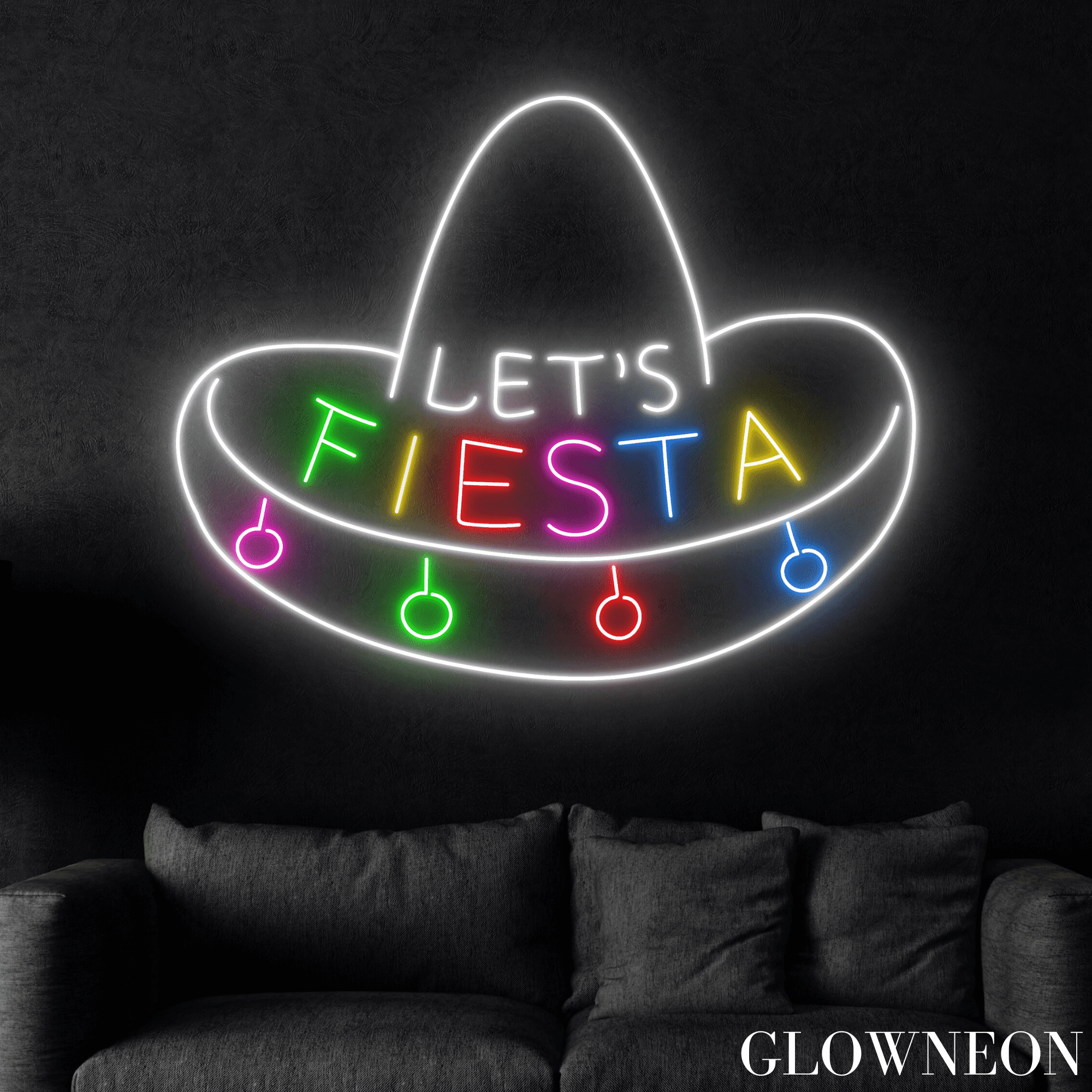 Glowneon Let's Fiesta Led Sign, Mexican Fiesta Restaurant Neon Decor ...