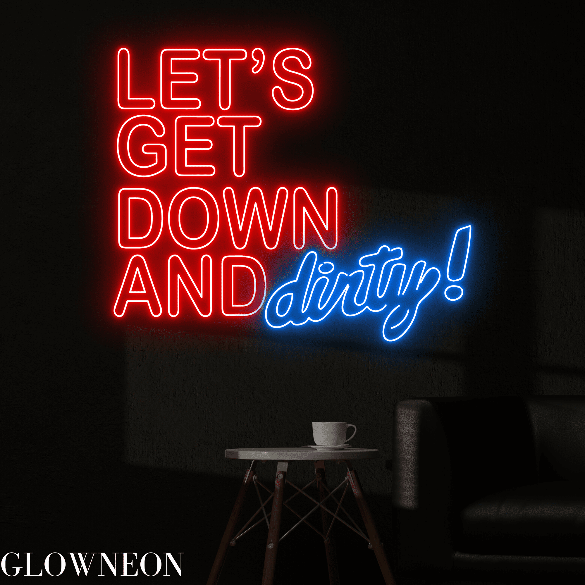 Glowneon Let's Get Down And Dirty Neon Sign, Party Bar Pub Led Decor ...