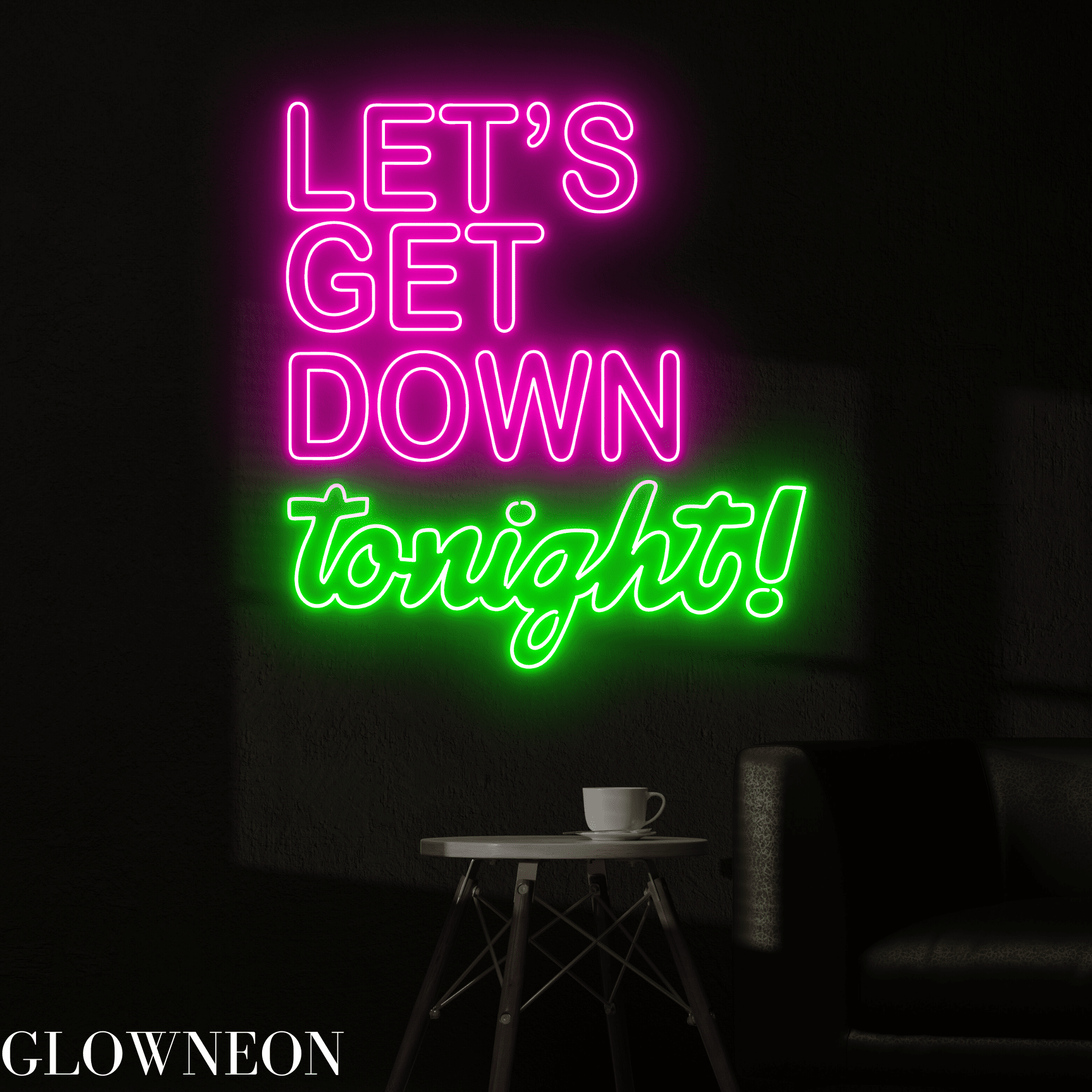 Glowneon Let's Get Down Tonight Neon Sign, Party Bar Pub Led Decor ...