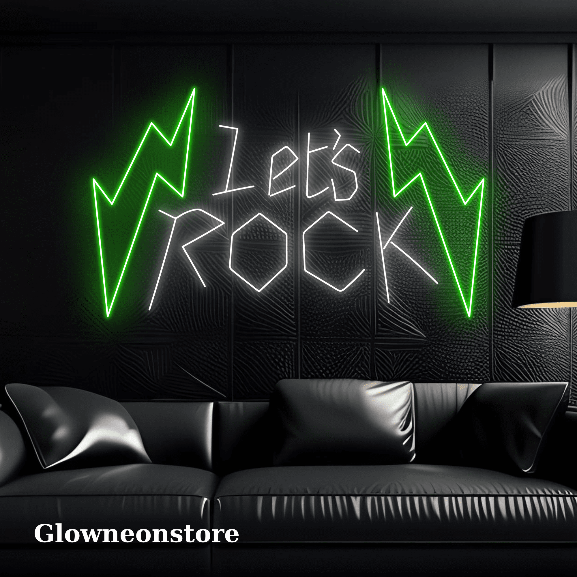 Glowneon Let's Rock Neon Sign, Rock N Roll Light Decor, Rocker Sign ...