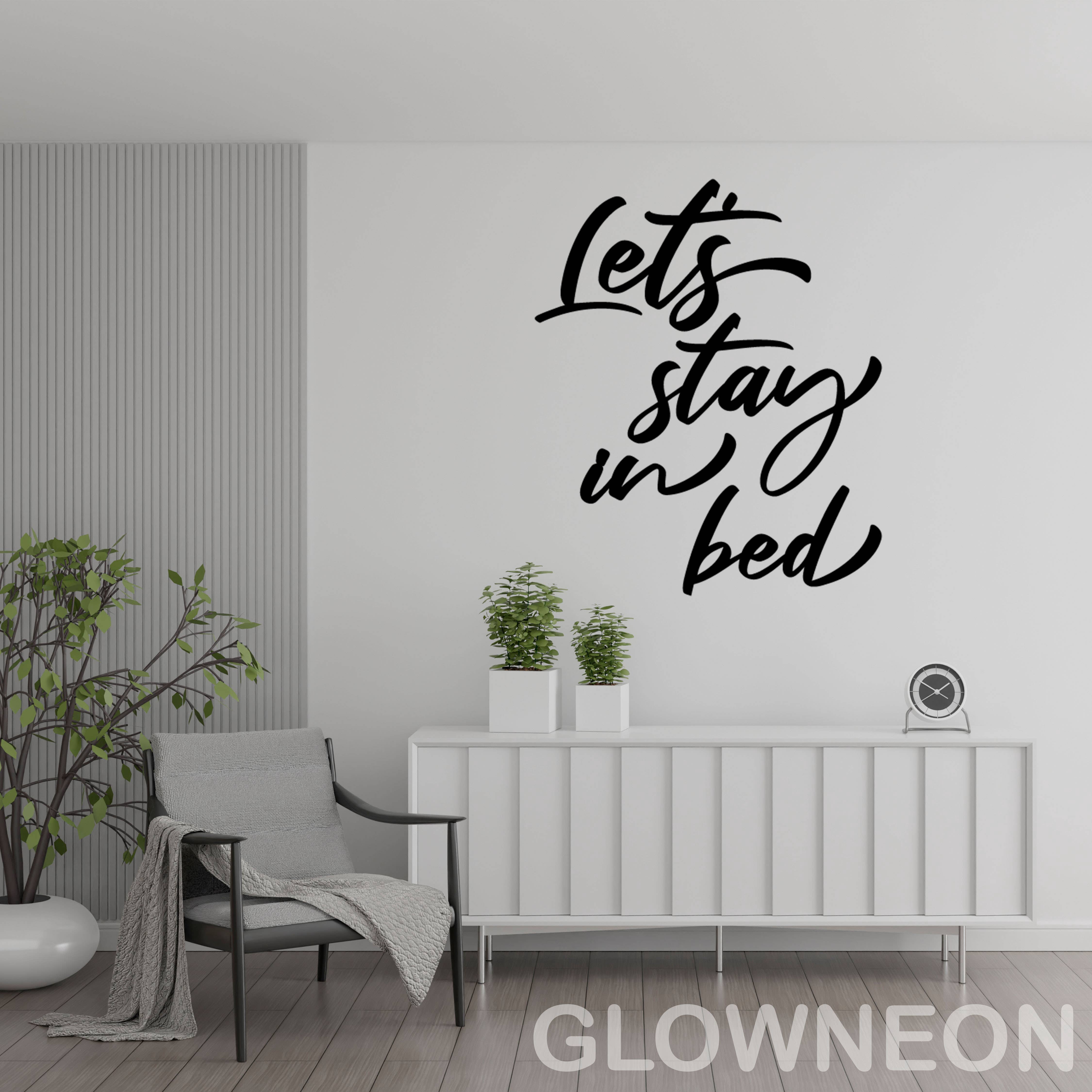 Glowneon Let's Stay In Bed Metal Wall Art, Above Bed Bedroom Decor ...