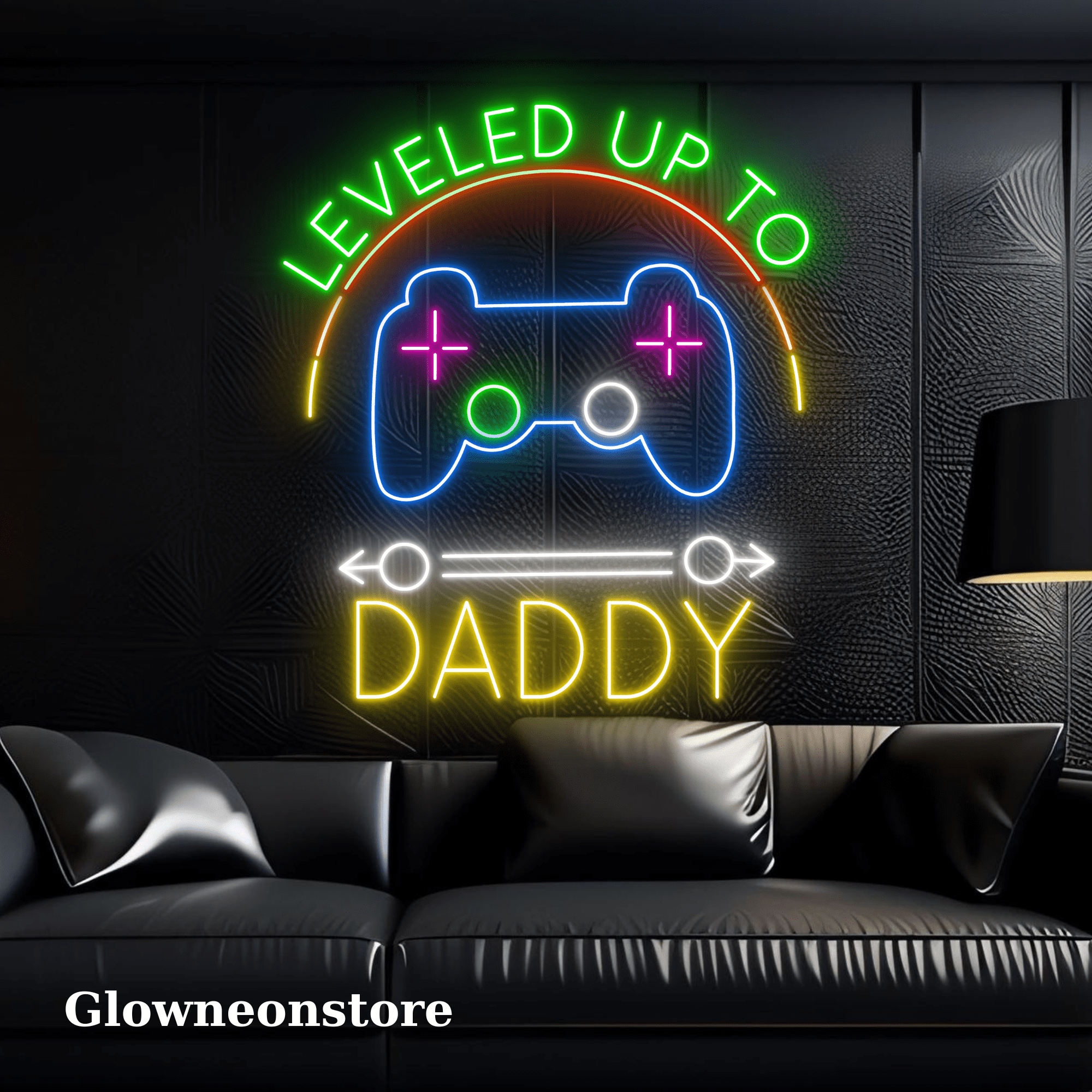 Glowneon Leveled Up To Daddy Neon Light, Gaming Handle Level Up Led ...