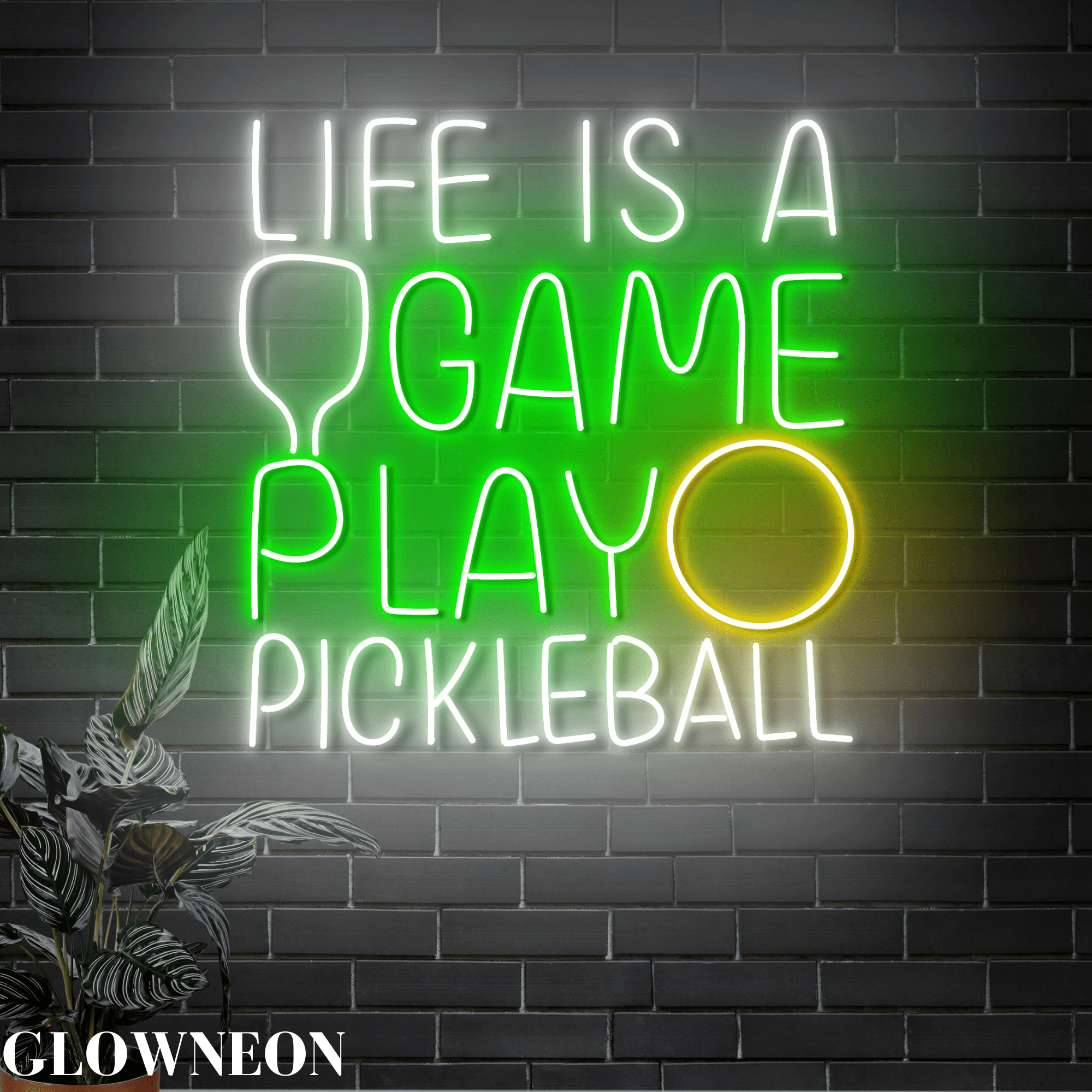 Glowneon Life Is A Game Play Pickleball Neon Wall Decor, Gift For Dad ...