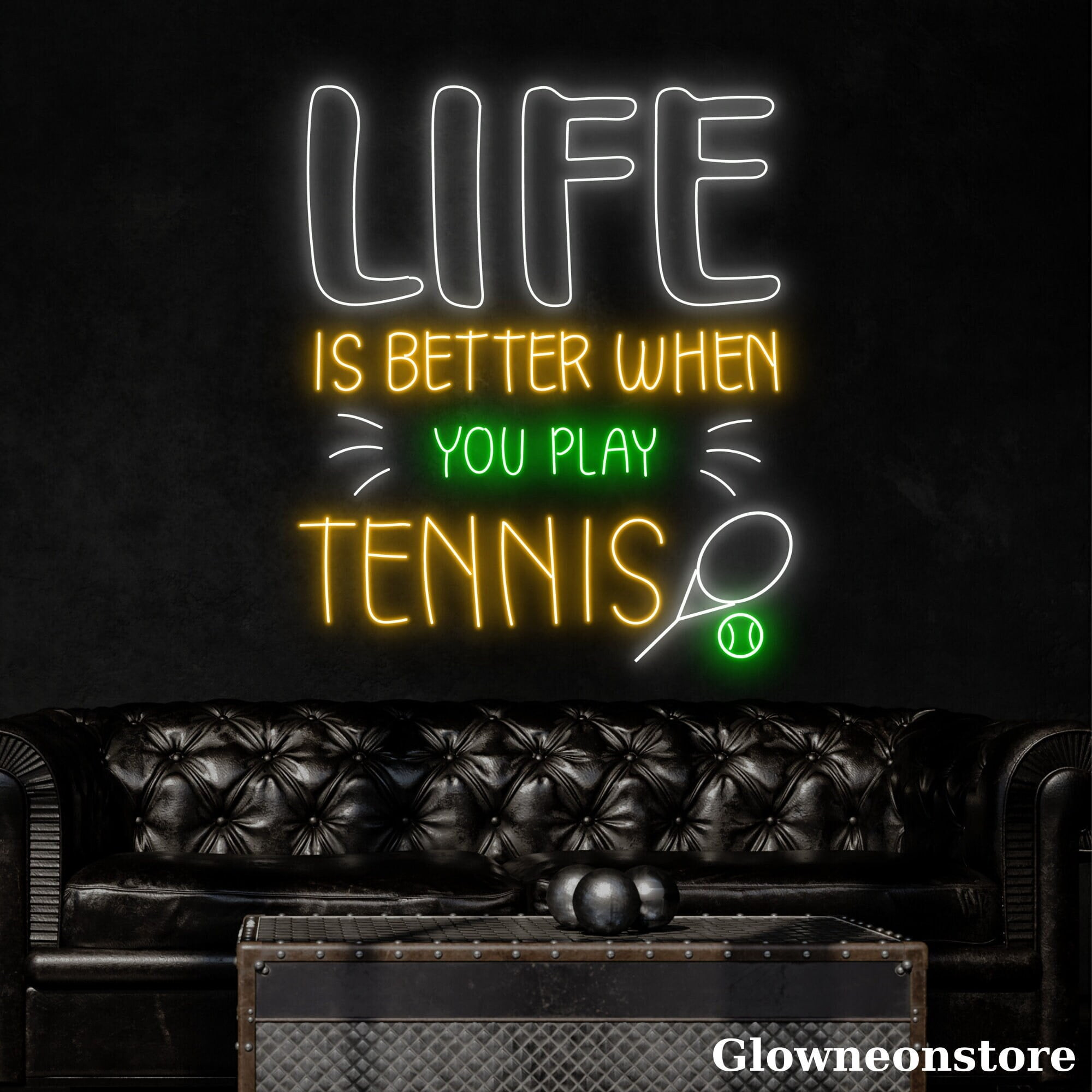 Glowneon Life Is Better When You Play Tennis Neon Sign, Tennis Led Sign ...