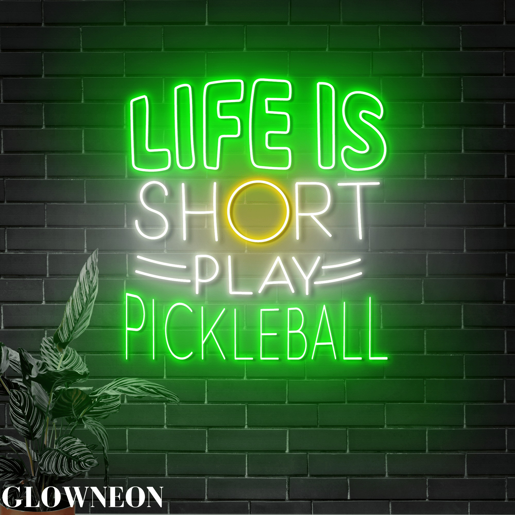 Glowneon Life Is Short Play Pickleball Neon Decor, Sport Shop Led Art ...
