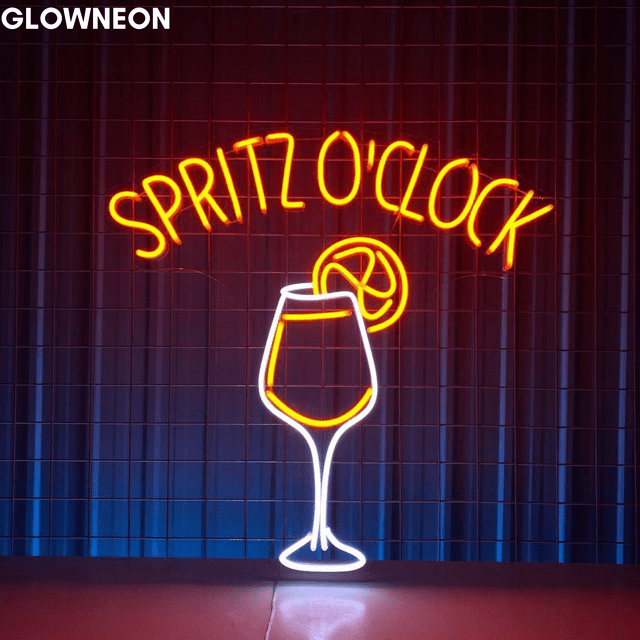 Glowneon Light Up Cocktail Bar With Spritz Oclock Neon Led Wall Art