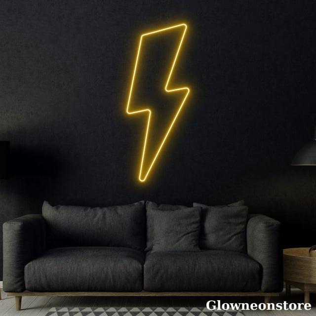 Glowneon Lightning Bolt Neon Sign, Lightning Led Sign, Lightning Bolt ...
