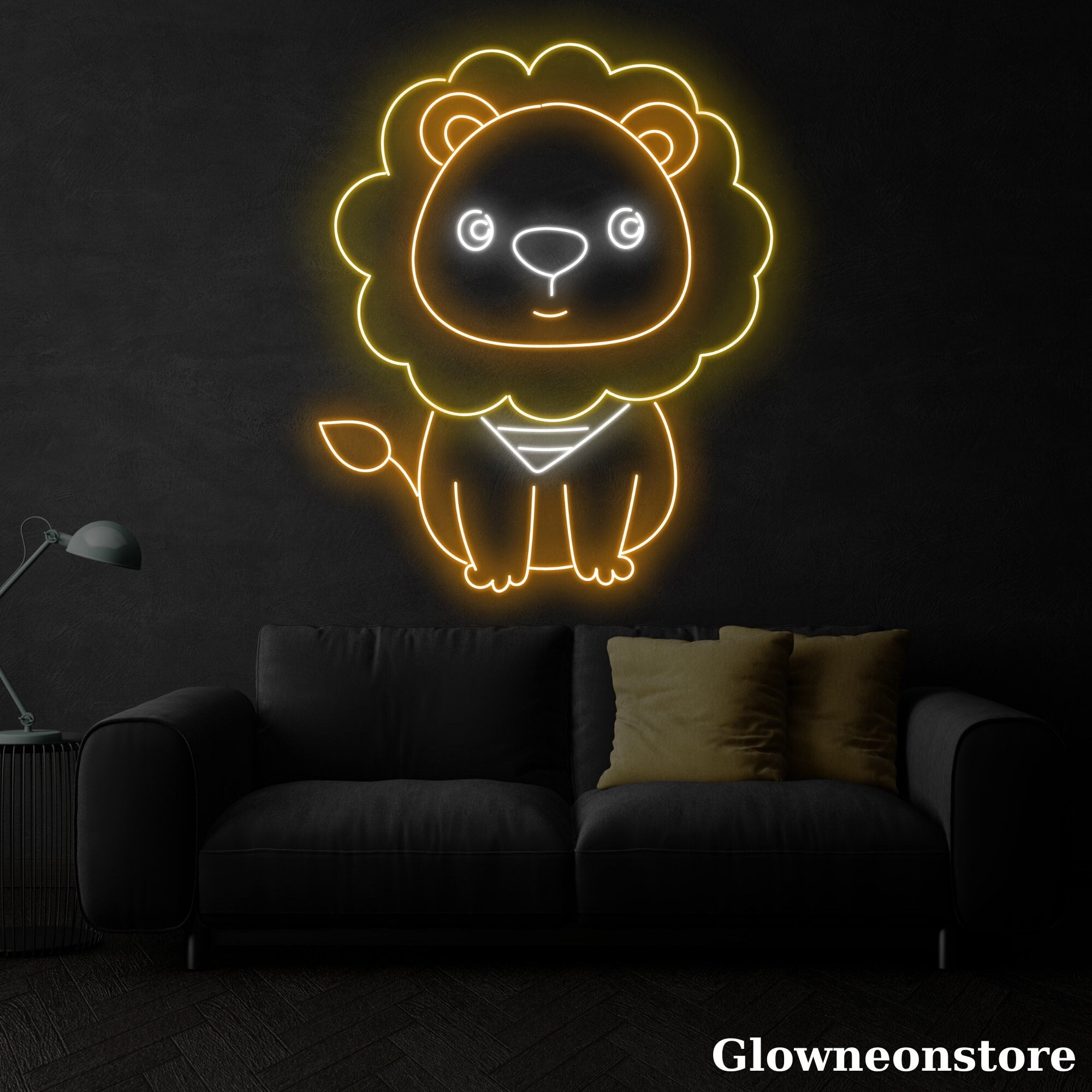 Glowneon Lion Neon Sign, Cute Lion Led Sign, Animal Wall Art, Lion ...