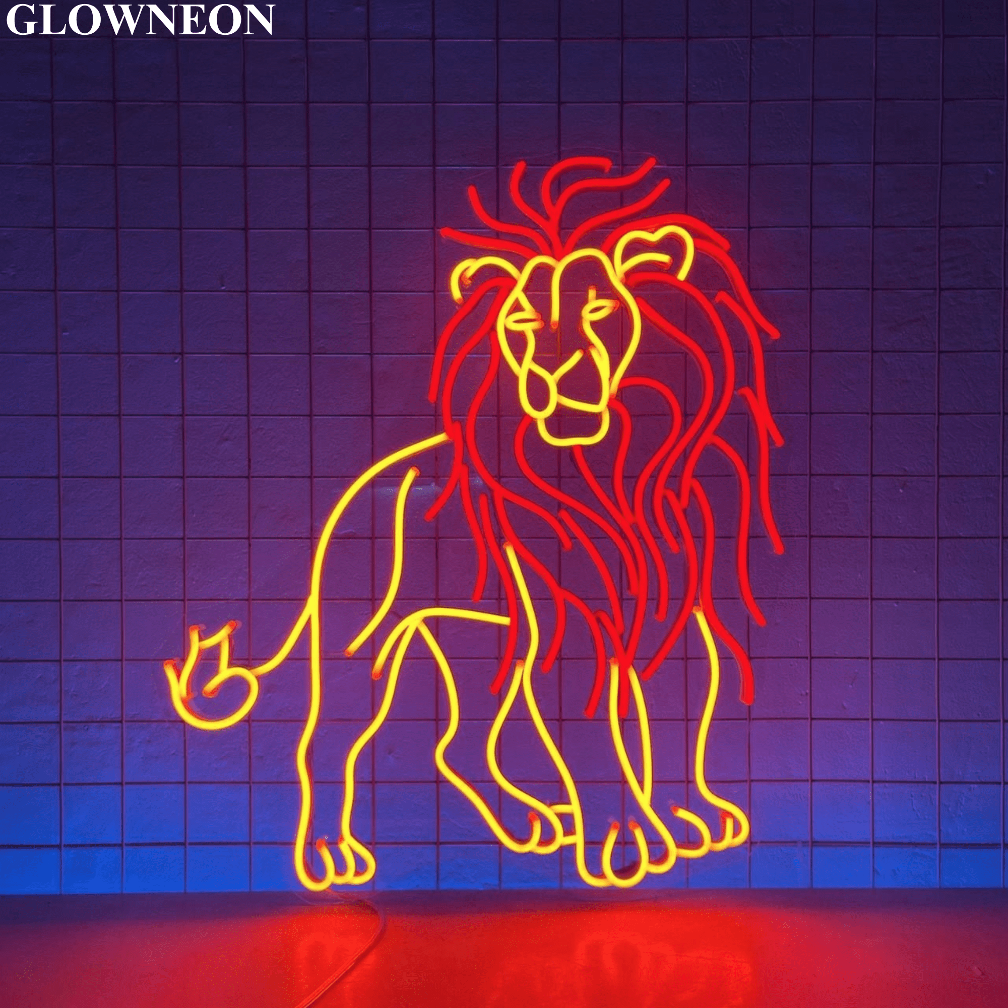 Glowneon Lion Neon Wall Art, Lion Led Wall Decor, Home Bar Wall Art ...