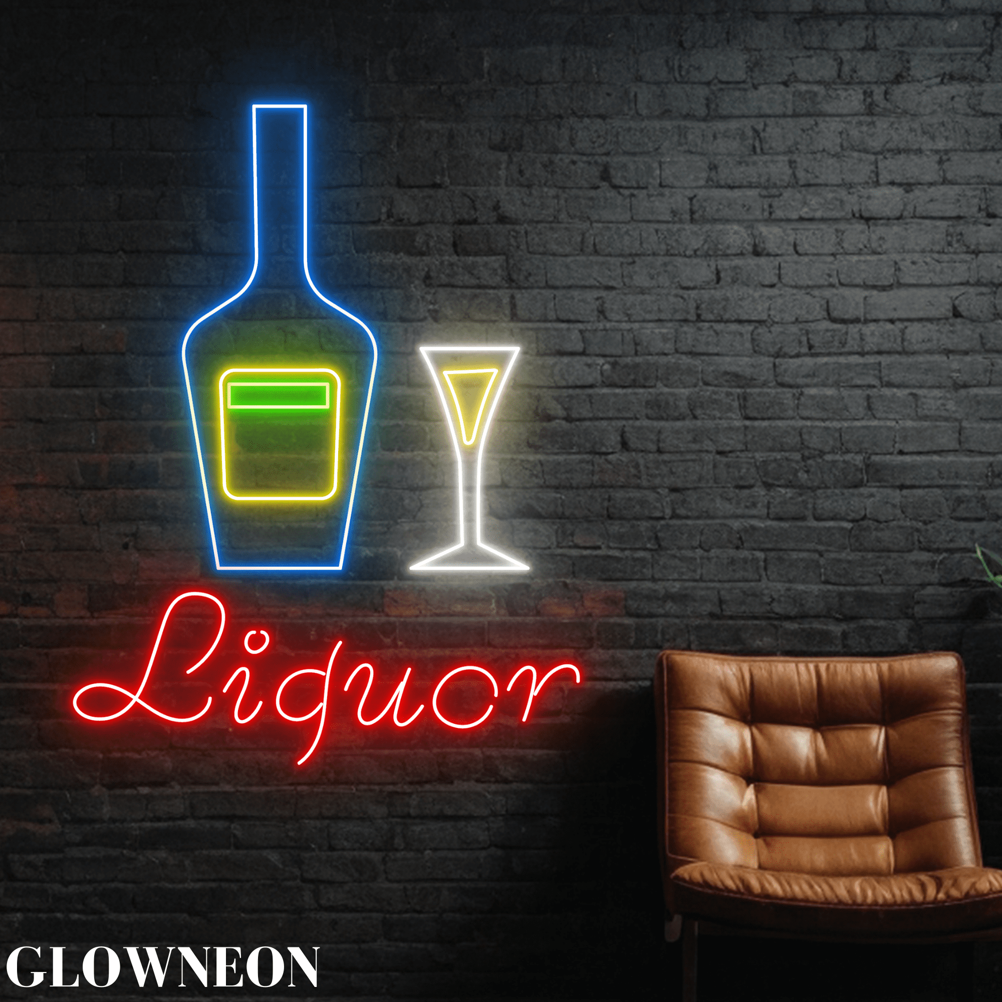 Glowneon Liquor Neon Sign, Liquor Store Led Sign, Wine Bar Pub Decor ...