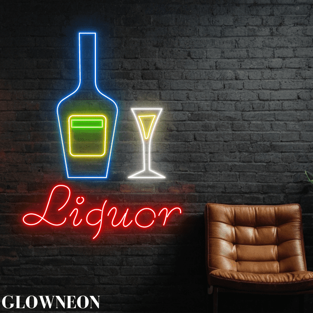 Glowneon Liquor Neon Sign, Liquor Store Led Sign, Wine Bar Pub Decor ...