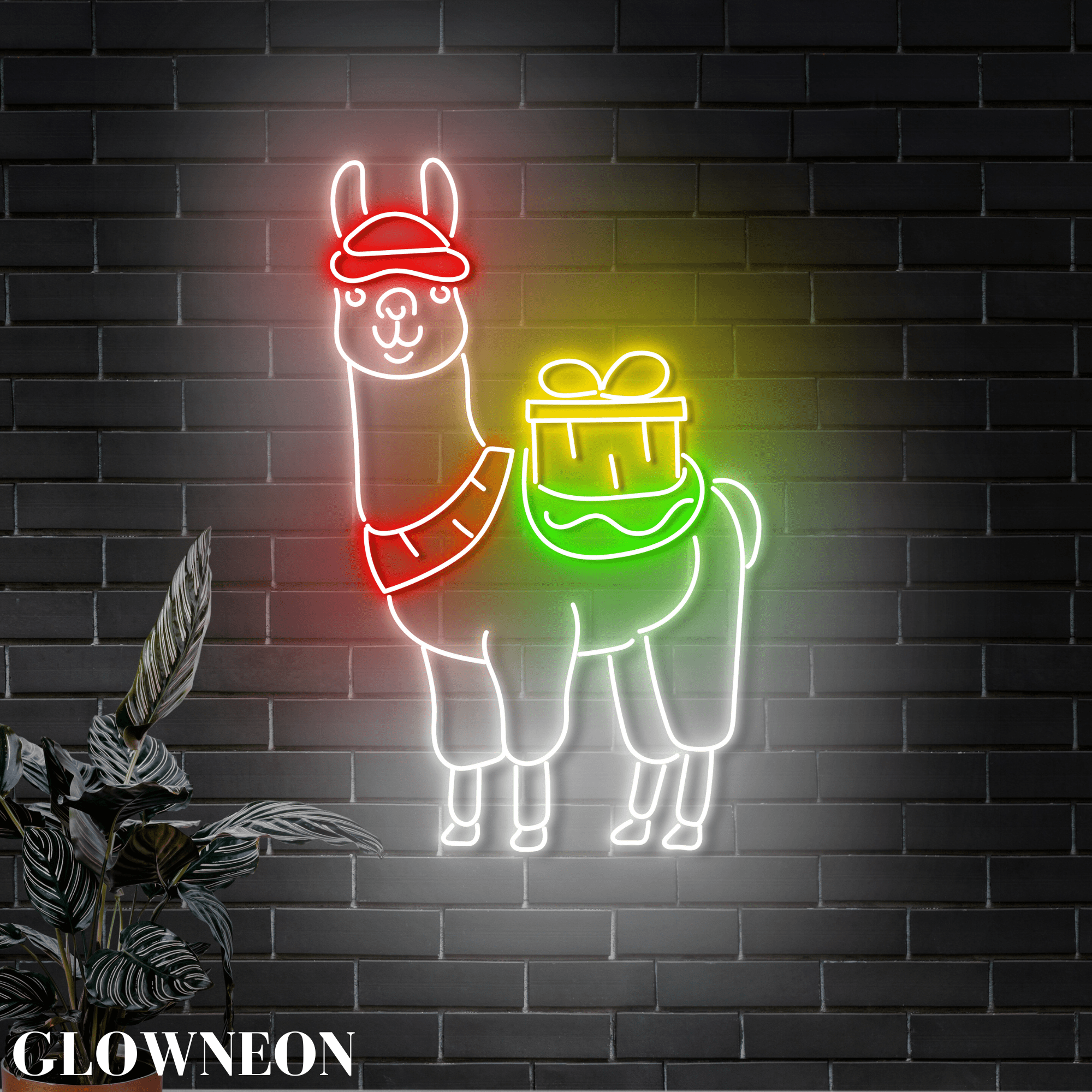 Glowneon Llama Neon Sign For Christmas Wall Decor, Llama Led Wall Art ...