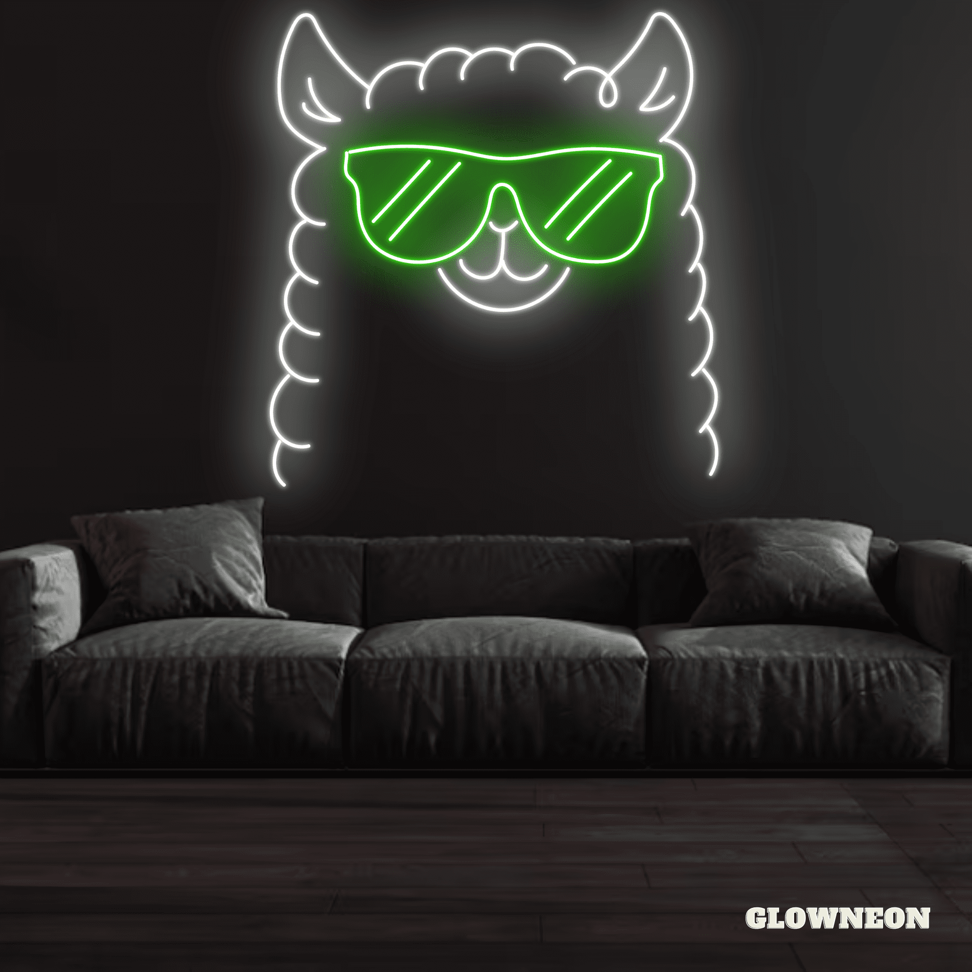 Glowneon Llama Wears Glasses Neon Sign, Cool Llama Sign, Llama Decor ...