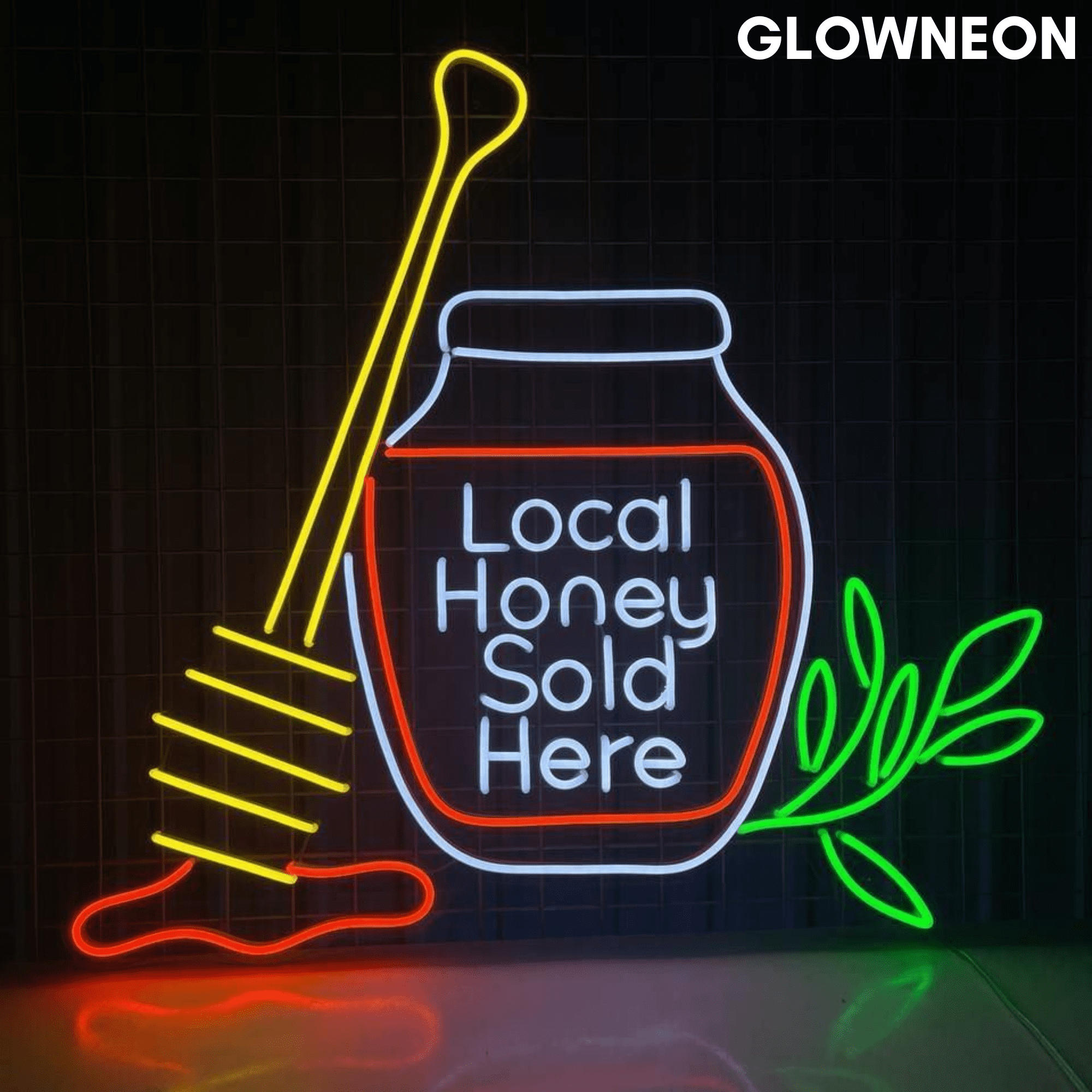 Glowneon Local Honey Sold Here Neon Sign, Sweet Honey Store Led Light ...