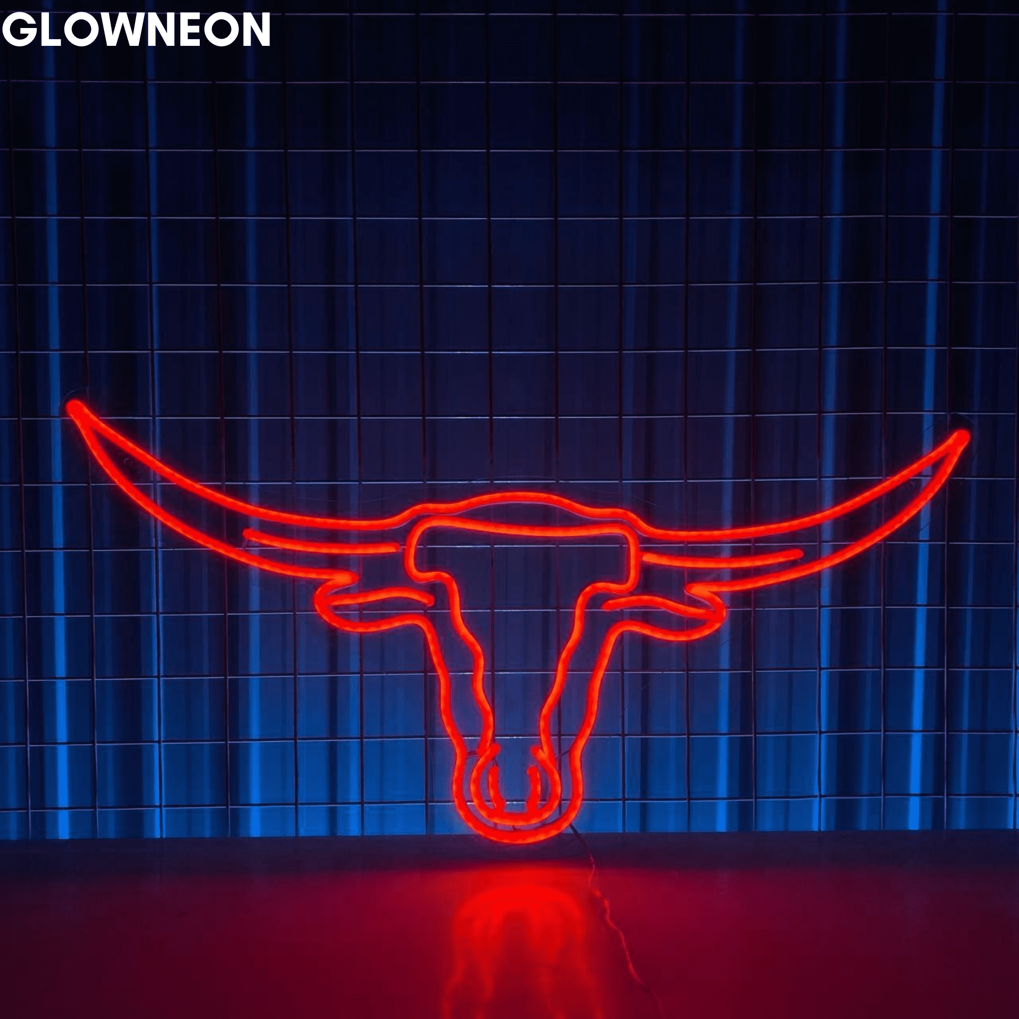 Glowneon Longhorn Bull Skull Neon Sign, Bull Skull Man Cave Led Decor ...