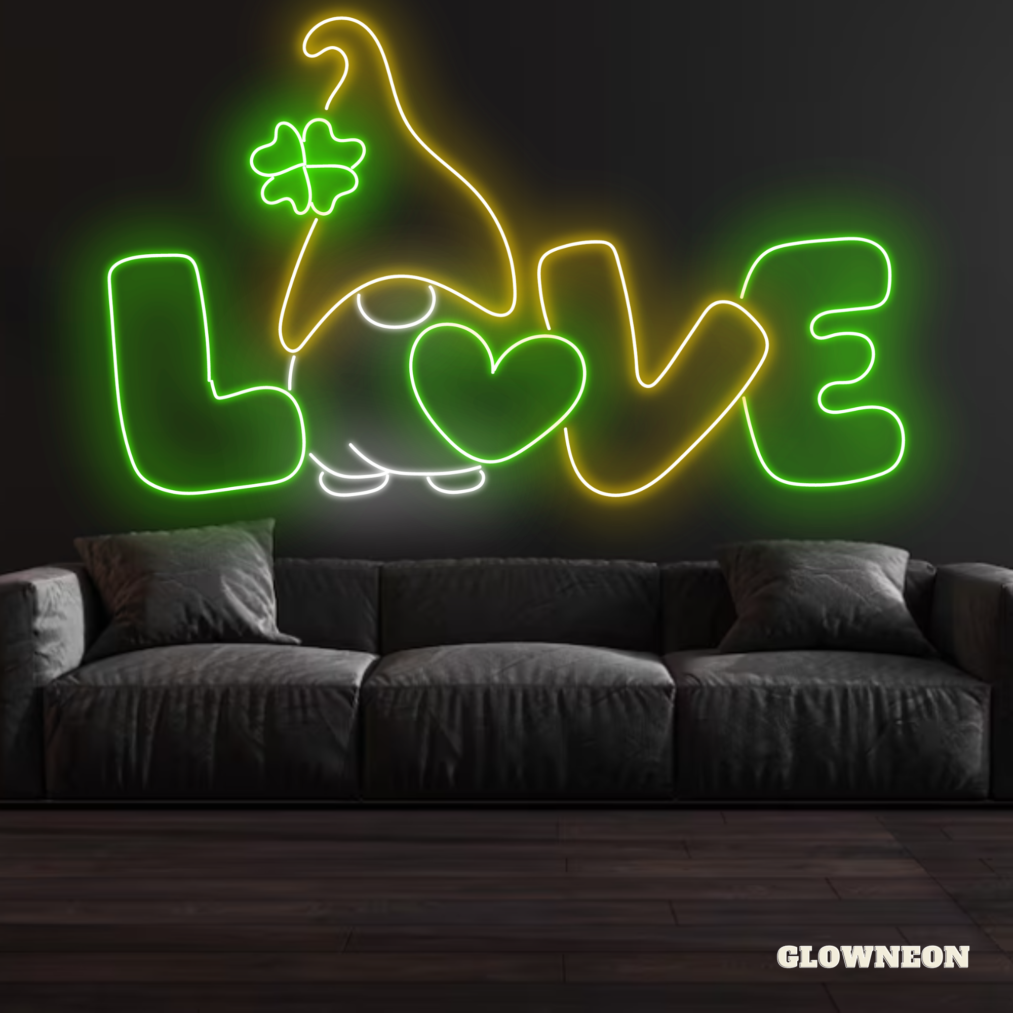 Glowneon Love Gnome Neon Sign, Saint Patrick's Day Decor, Gnome Sign ...