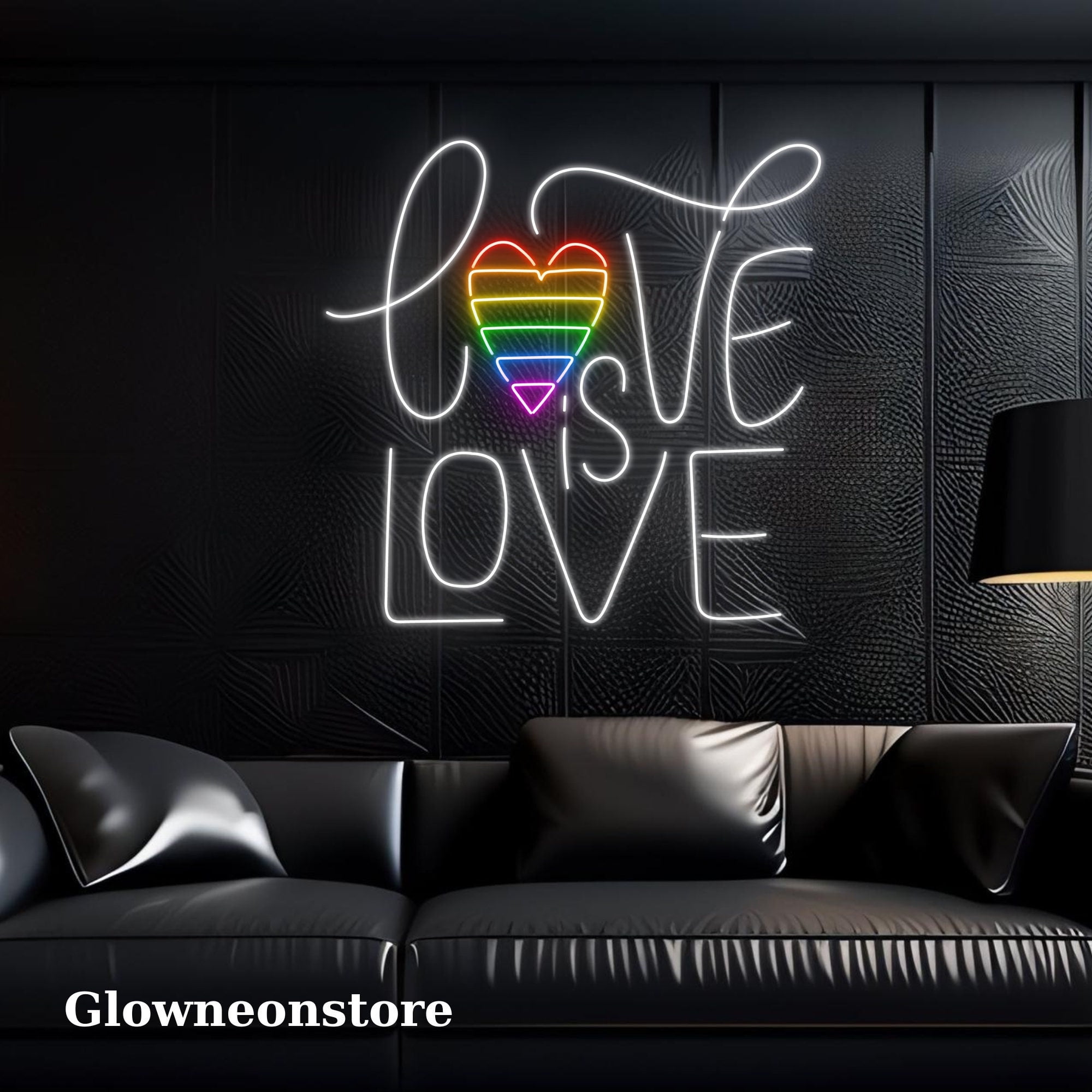 Glowneon Love Is Love Heart Lgbt Neon Sign, Love Is Love Lgbt Led Sign ...