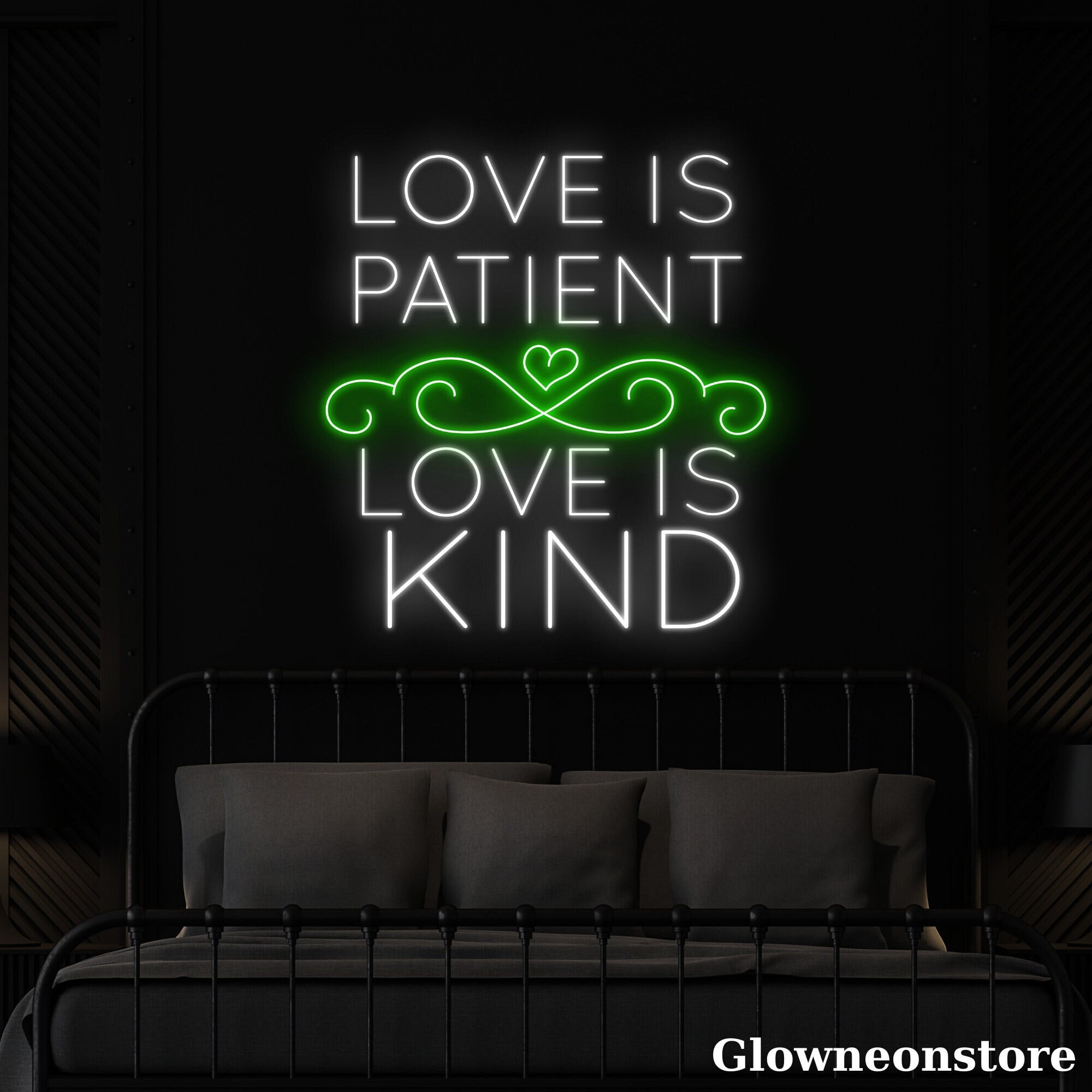 Glowneon Love Is Patient Love Is Kind Neon Sign, Custom Love Quotes Led ...