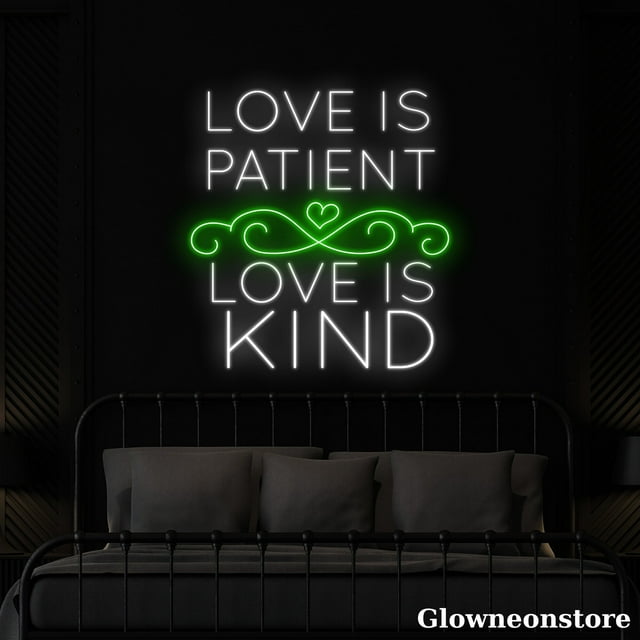 Glowneon Love Is Patient Love Is Kind Neon Sign, Custom Love Quotes Led ...