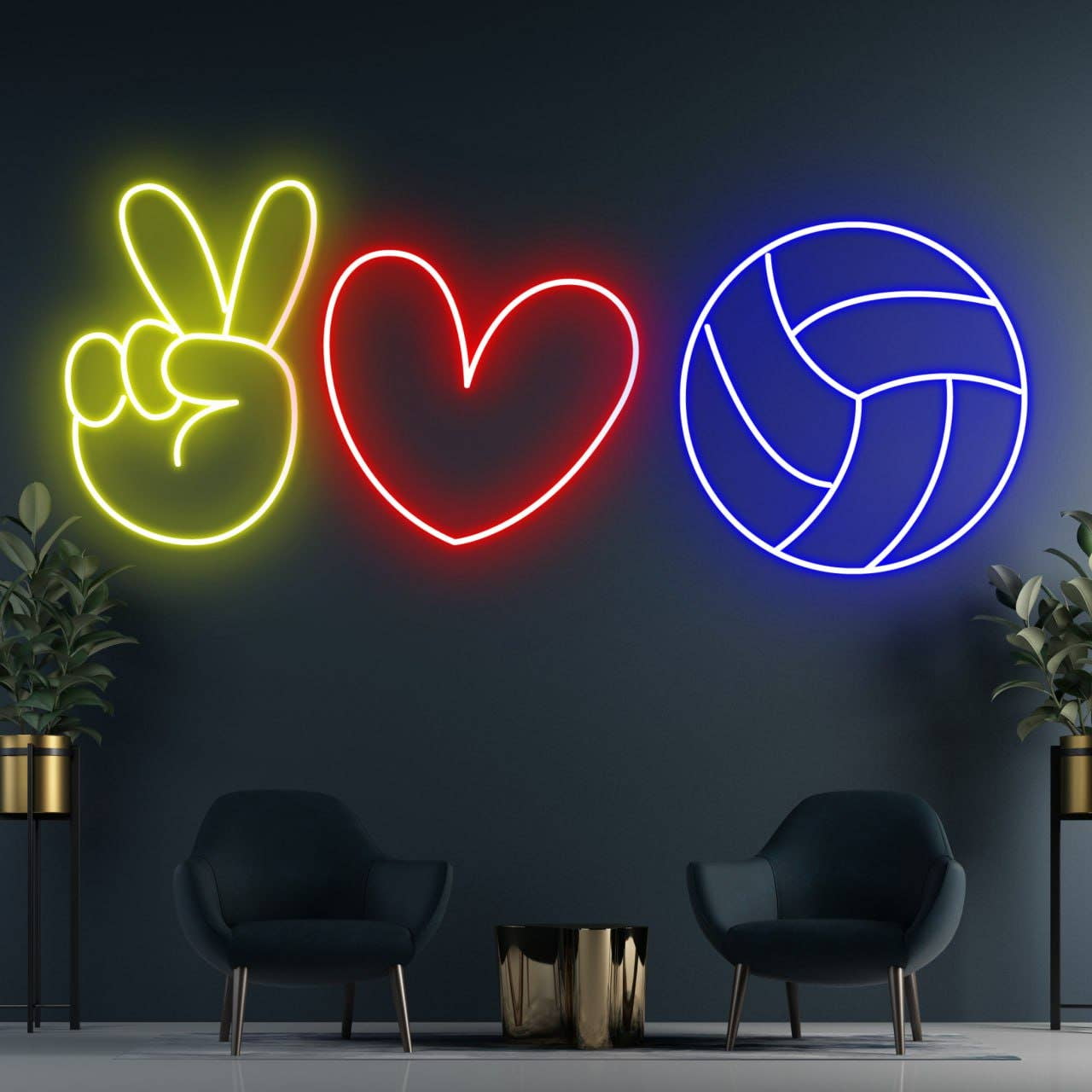 Glowneon Love Volleyball Neon Sign, Volleyball Club Wall Decor ...