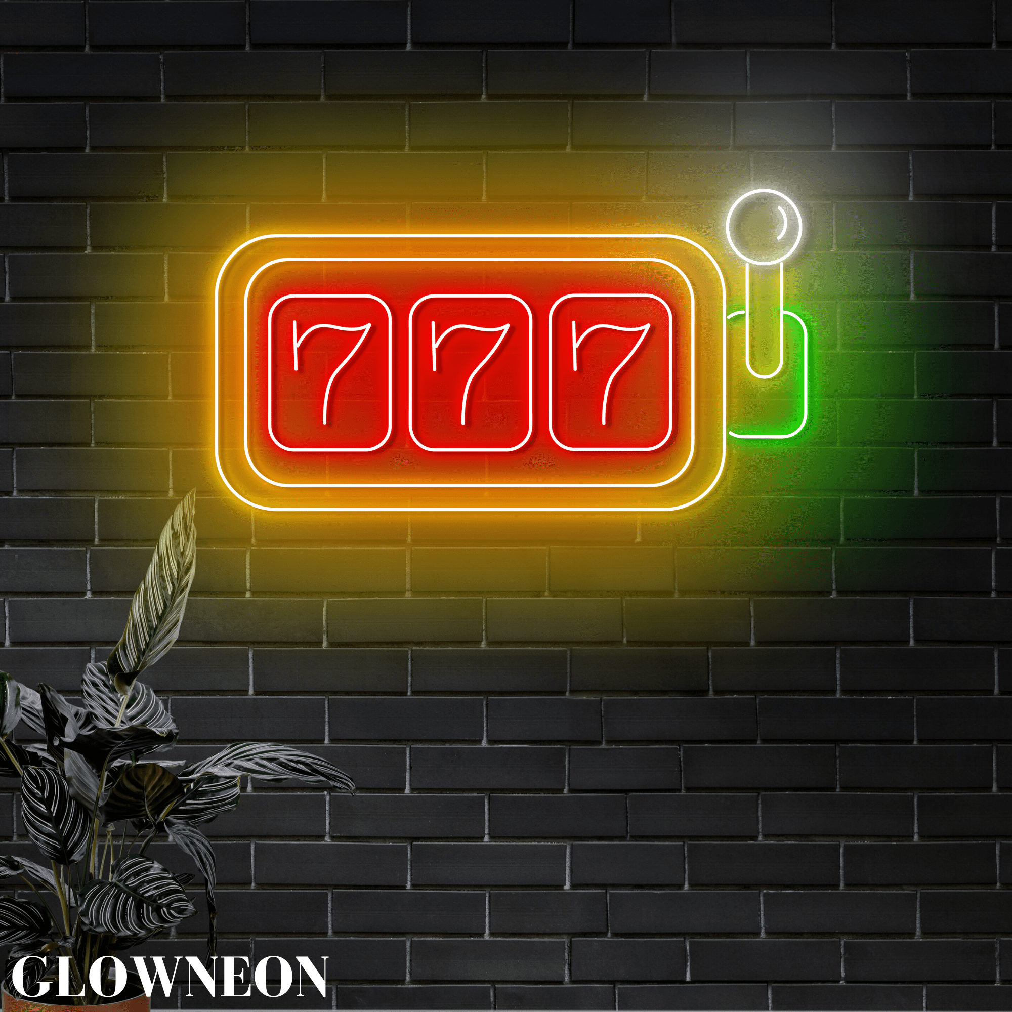 Glowneon Lucky 777 Slot Machine Neon Wall Decor, Casino Jackpot Sign ...