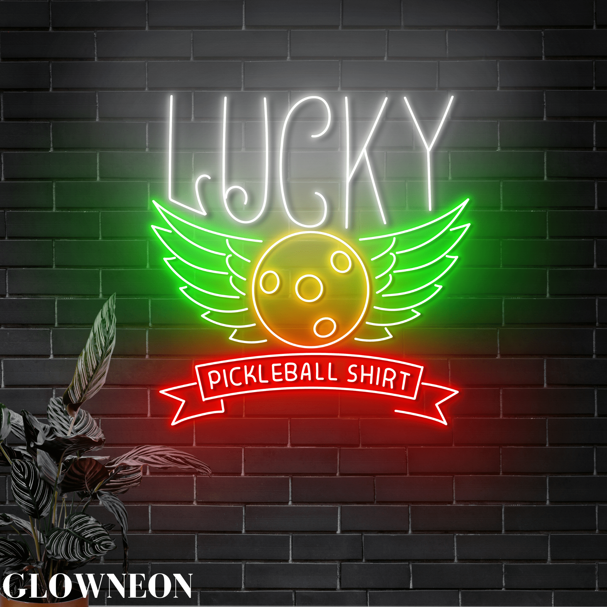 Glowneon Lucky Pickleball Shirt Neon Sign, Pickleball Court Led Sign ...