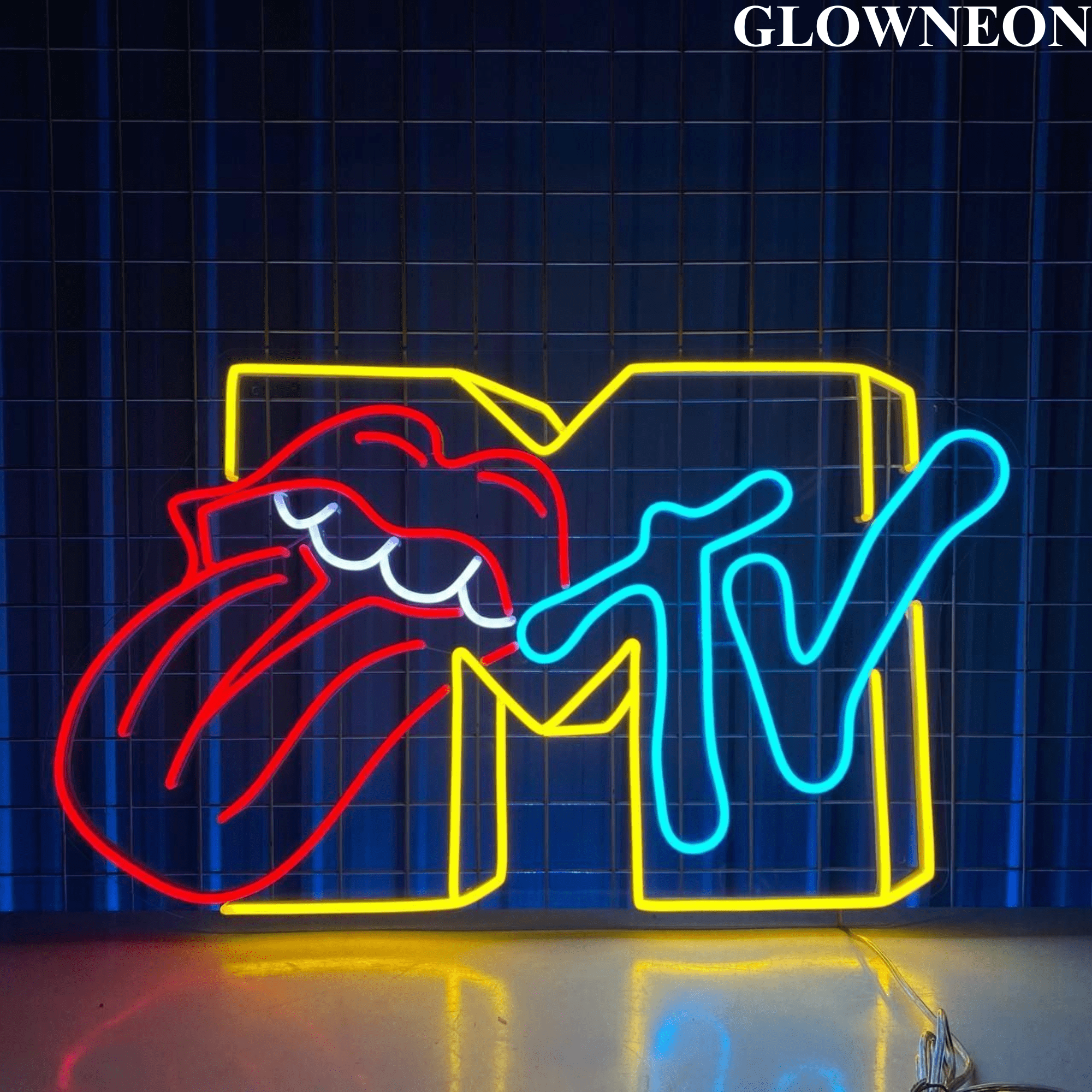 Glowneon MTV Neon Sign, MTV Music Television Led Sign, 80's Theme Art ...