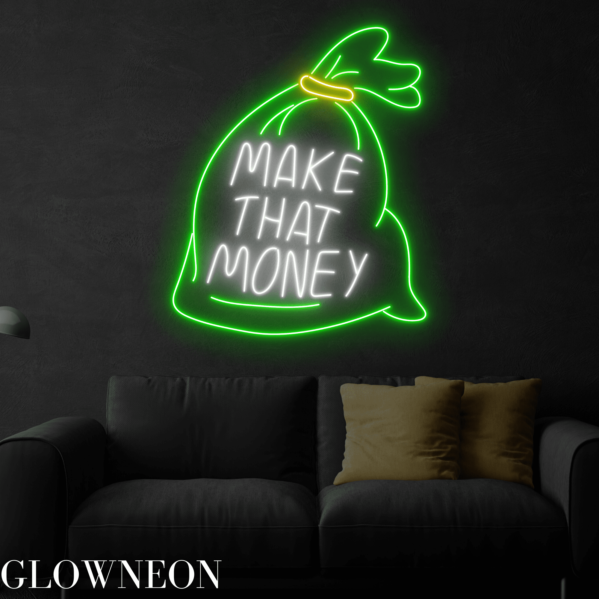 Glowneon Make That Money Neon Sign, Money Bag Led Sign, Money Decor ...