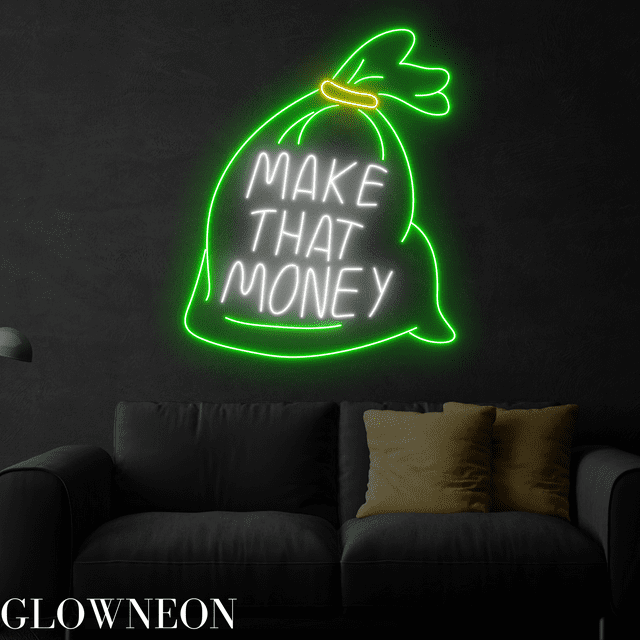 Glowneon Make That Money Neon Sign, Money Bag Led Sign, Money Decor ...