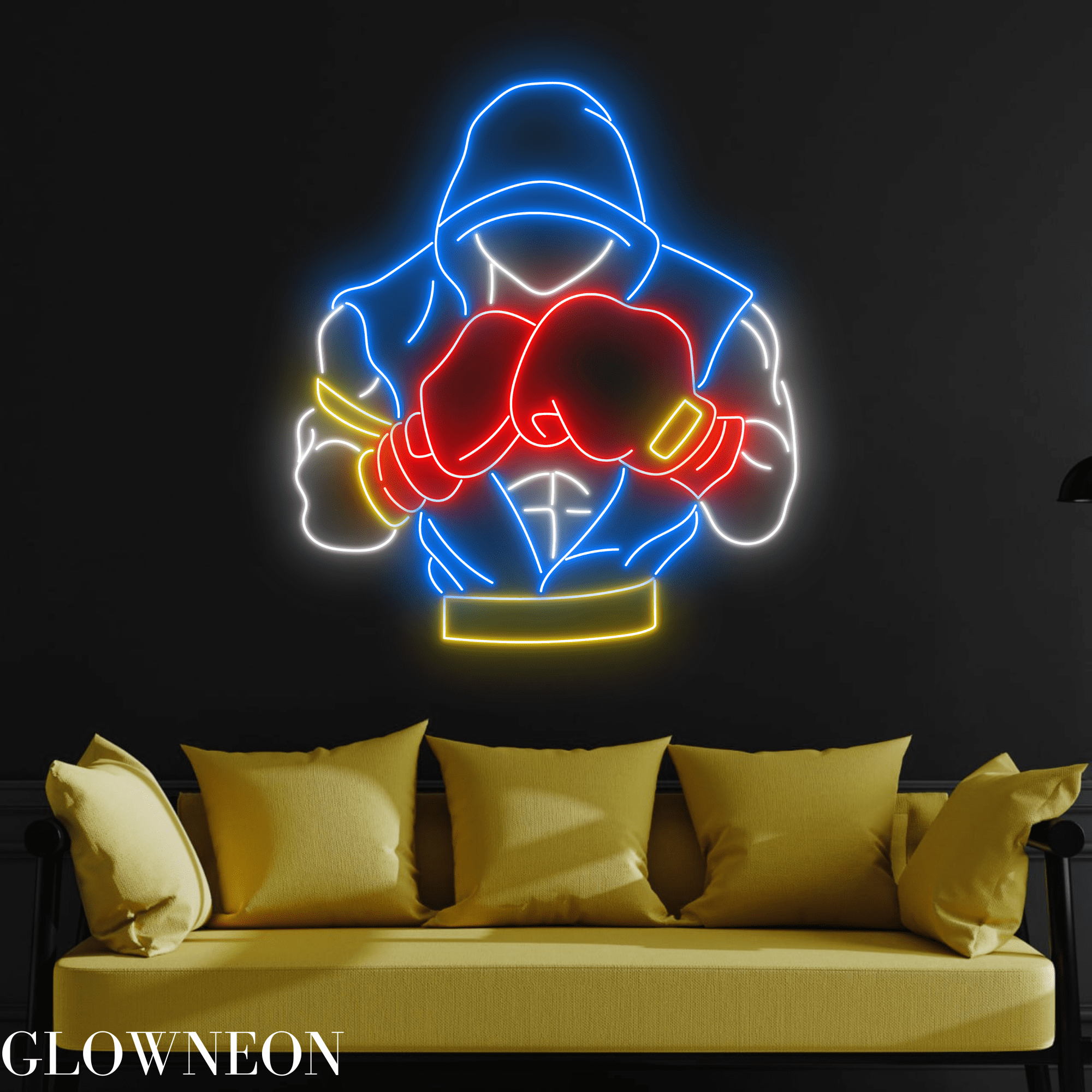 Glowneon Man Boxer Neon Sign, Boxing Led Sign, Boxing Club Wall Decor ...