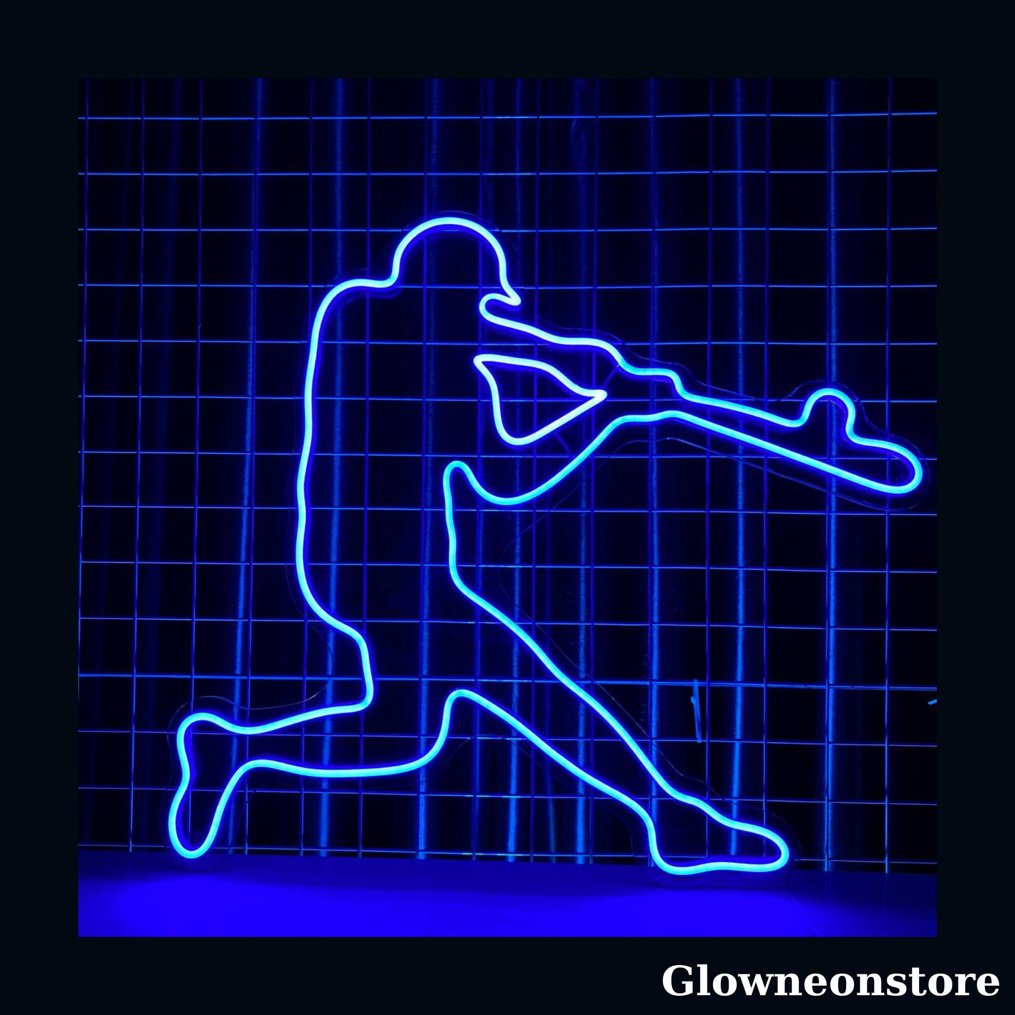 Glowneon Man Playing Baseball Neon Sign, Baseball LED Sign, Baseball ...
