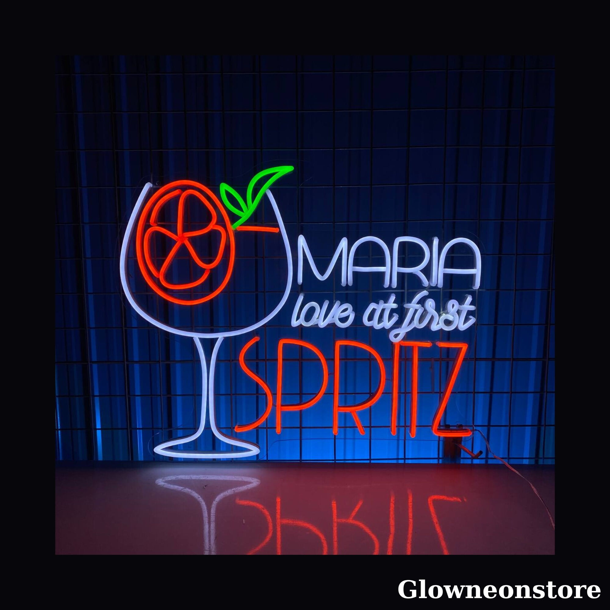 Glowneon Maria Love At First Spritz Neon Sign, Custom Name Cocktail ...