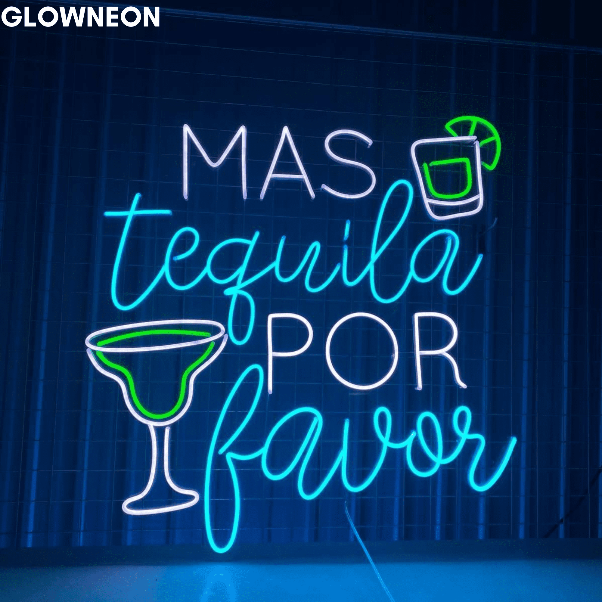 Glowneon Mas Tequila Por Favor Neon Sign For Tequila Cocktail Bar Art ...