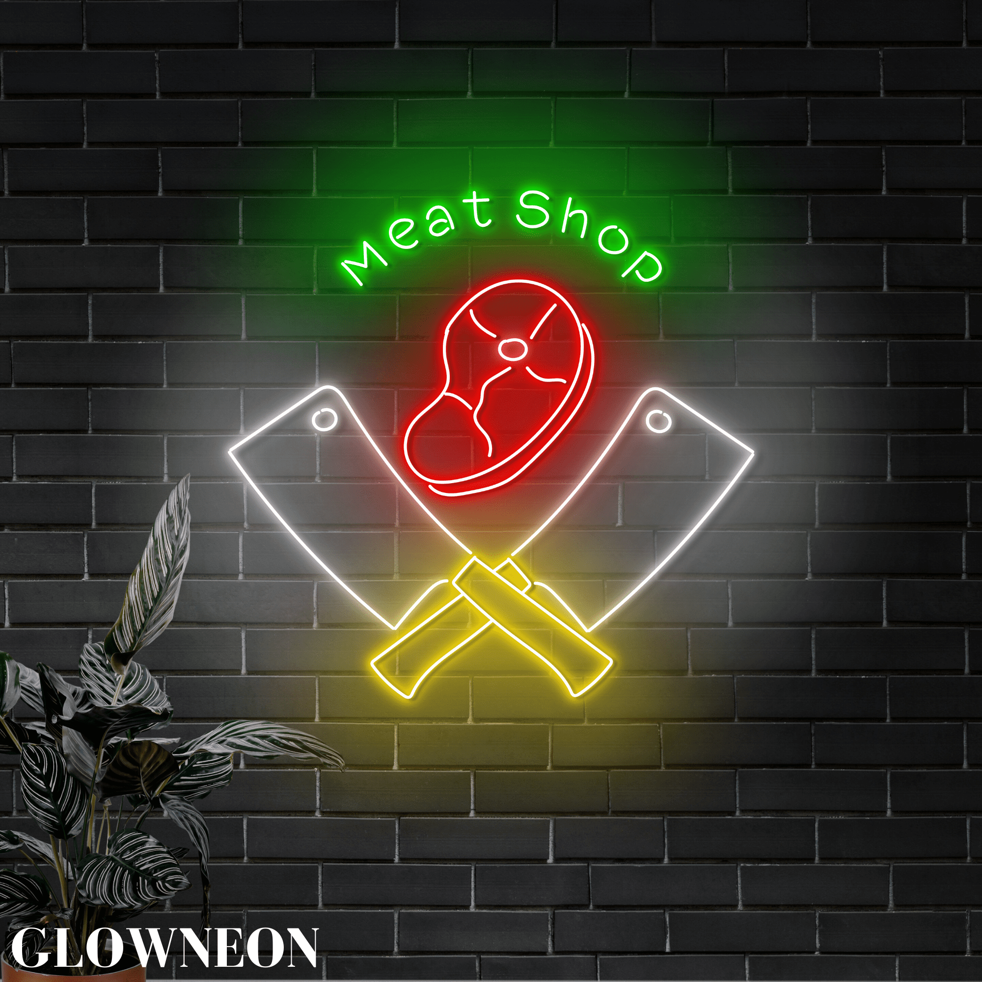 Glowneon Meat Shop Logo Neon Led Sign For Butcher Meat Shop Wall Art ...