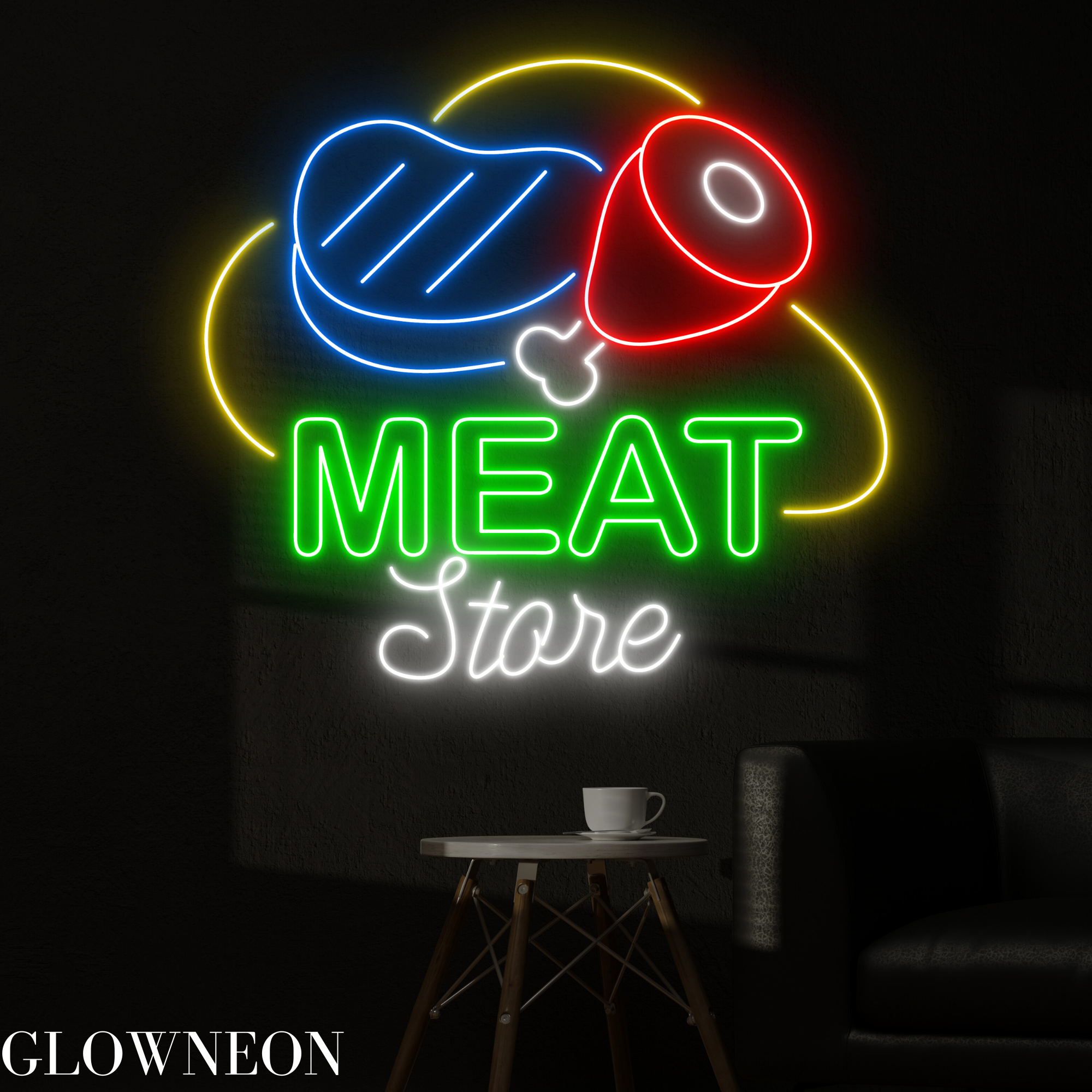 Glowneon Meat Store Neon Sign, Meat Store Led Sign, Supermarket Decor ...