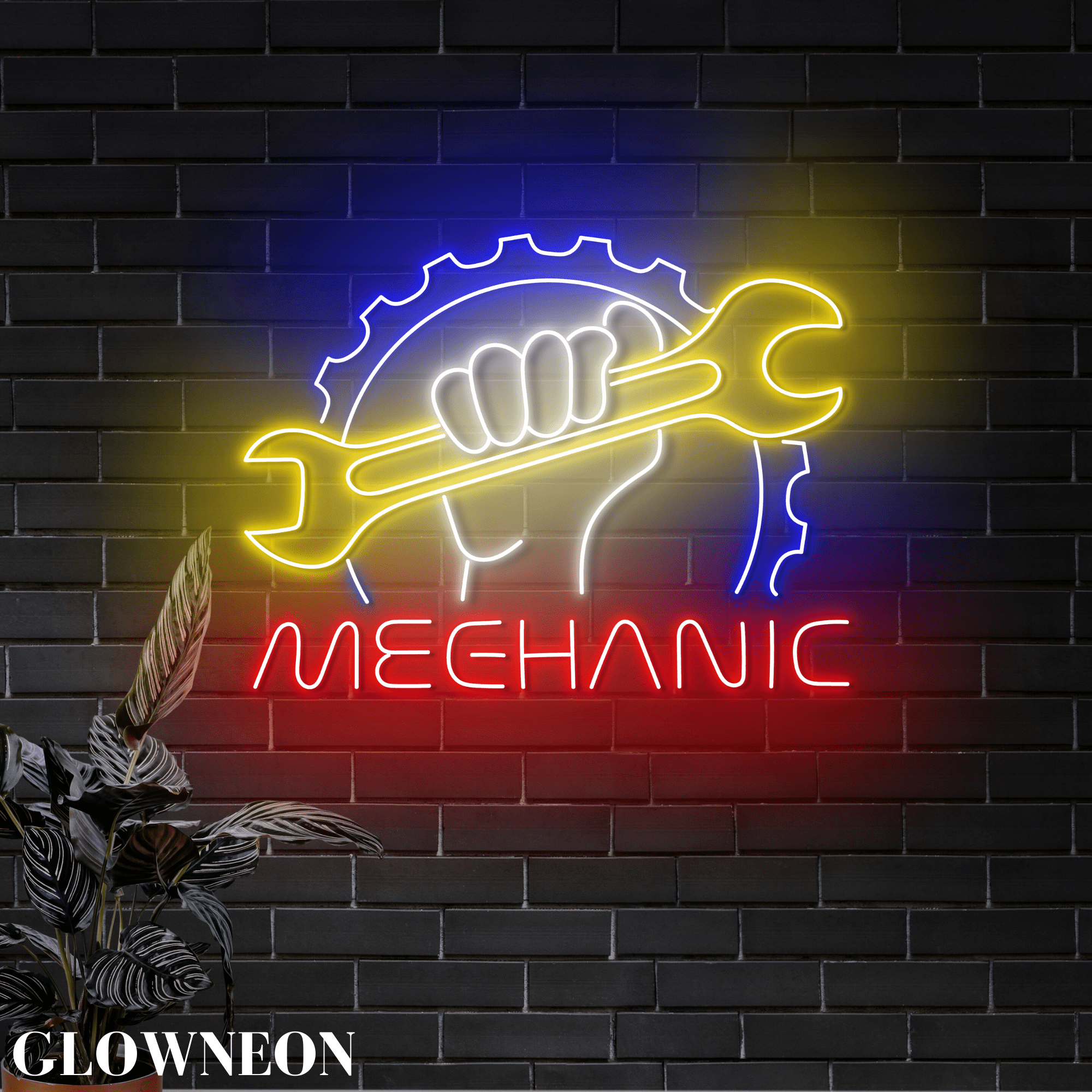 Glowneon Mechanic Garage Neon Open Sign, Car Garage Wall Art Led Sign ...